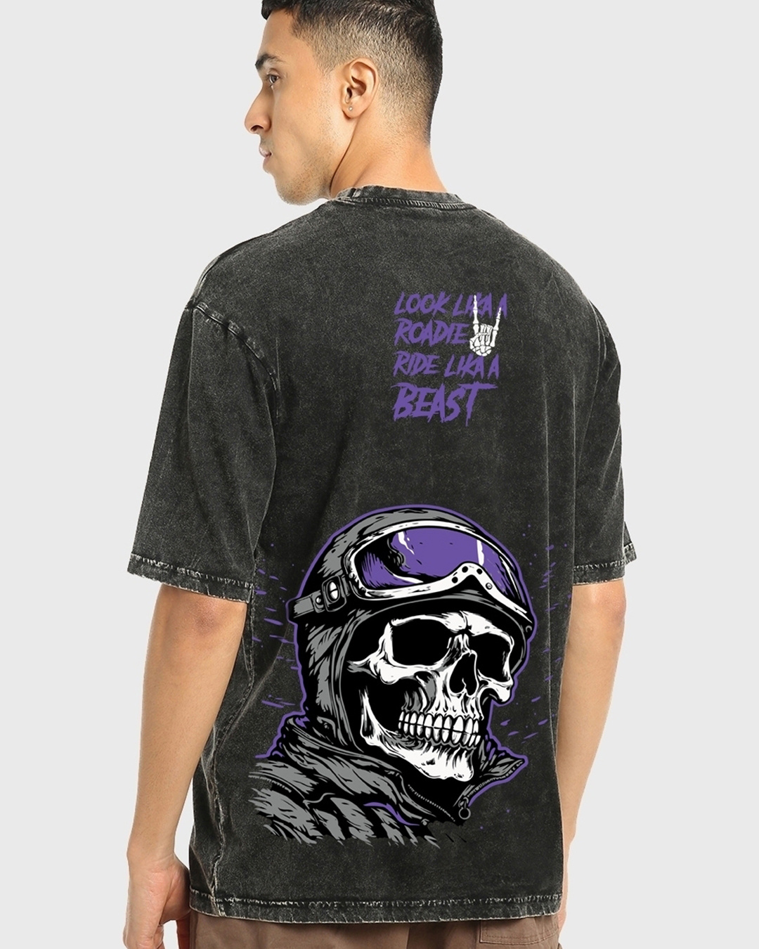 Buy Men's Black Beast Rider Graphic Printed Oversized T-shirt Online at ...