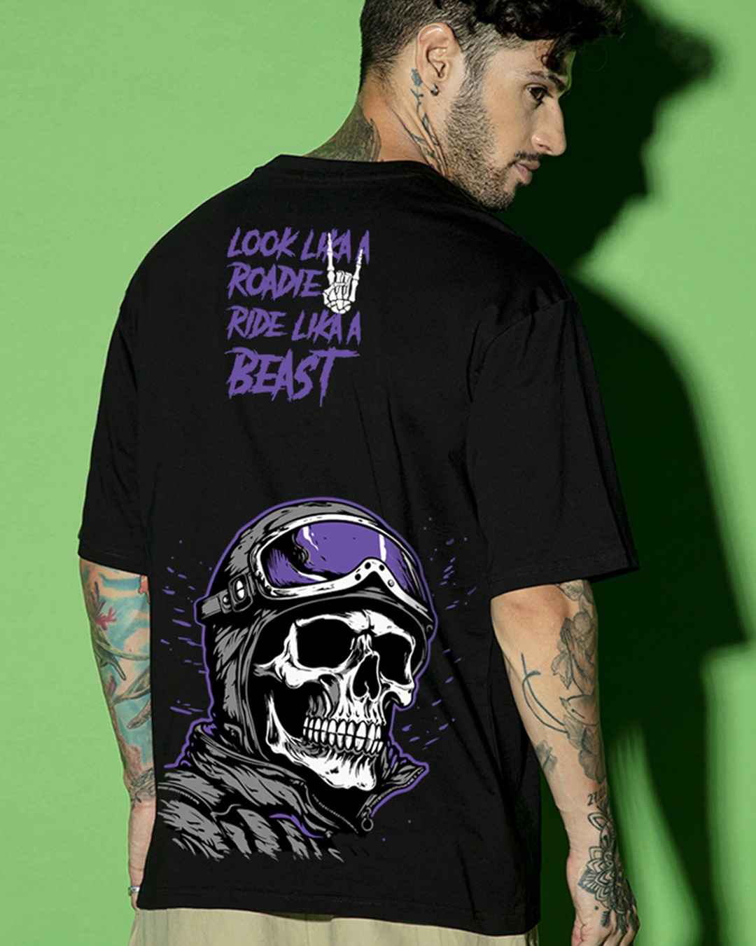 Buy Men's Black Beast Rider Graphic Printed Oversized T-shirt Online at ...