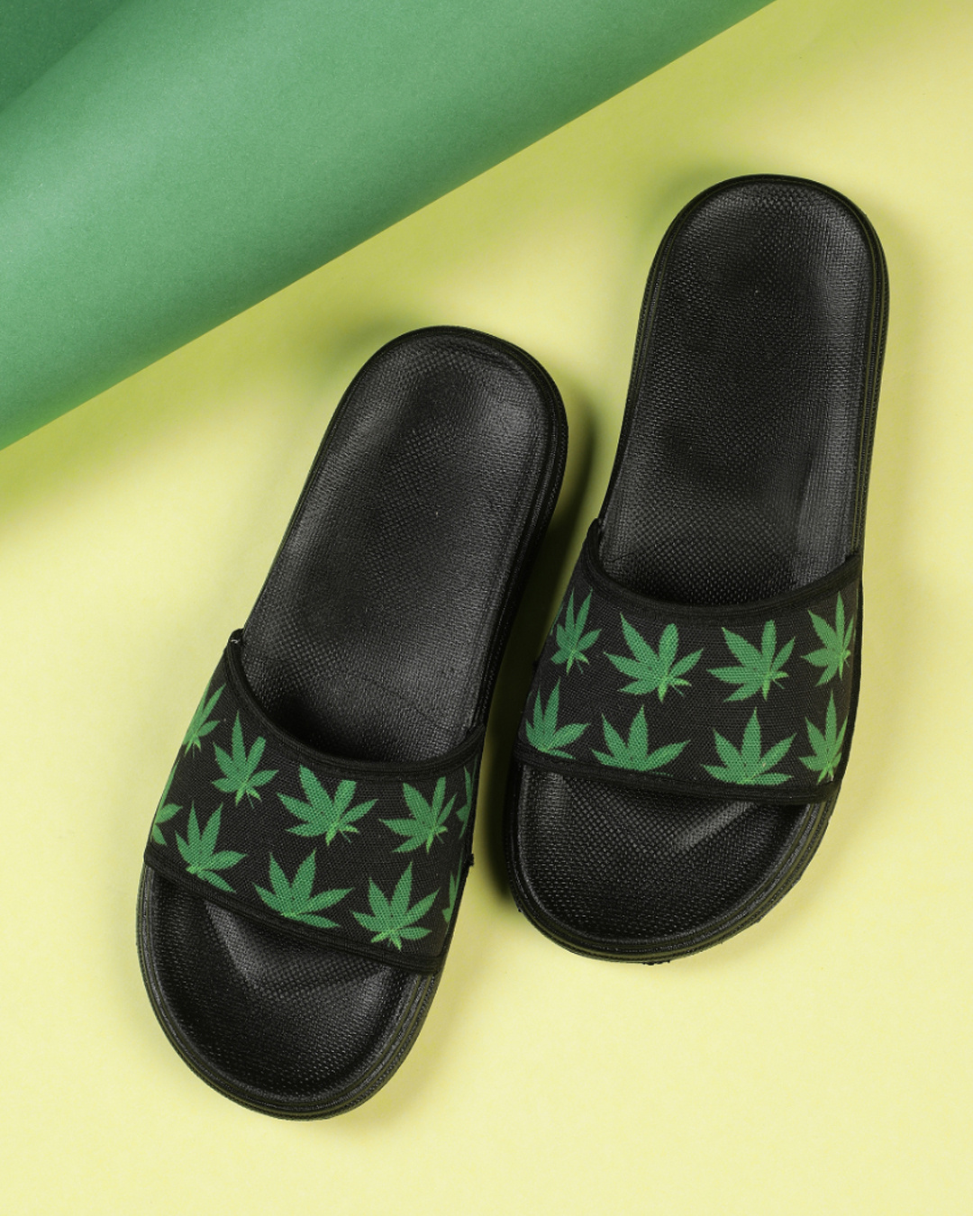 Buy Men's Black Being Organic Printed Sliders Online in India at Bewakoof