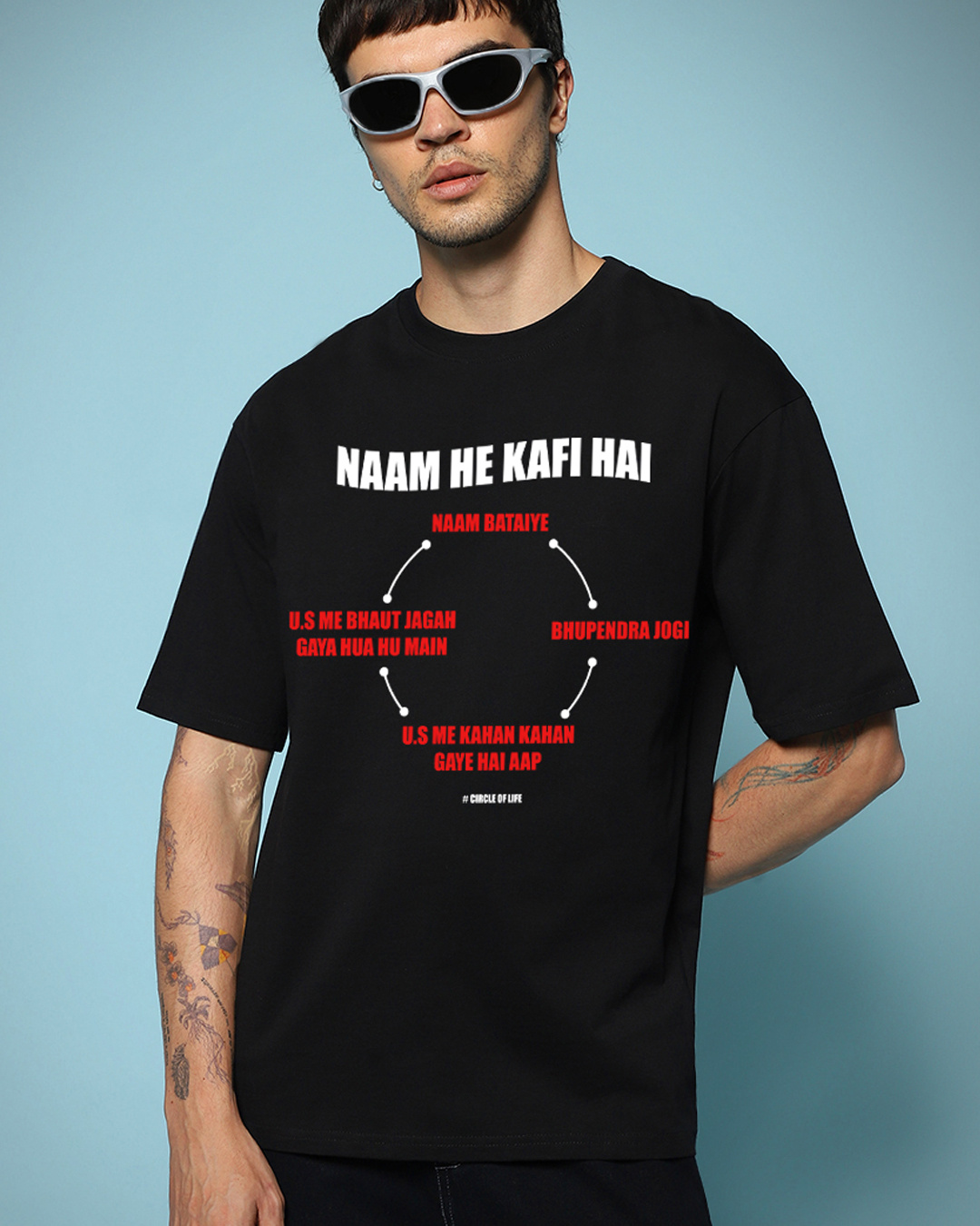 Buy Men's Black Bhupendra Jogi Typography Oversized T-shirt Online at Bewakoof