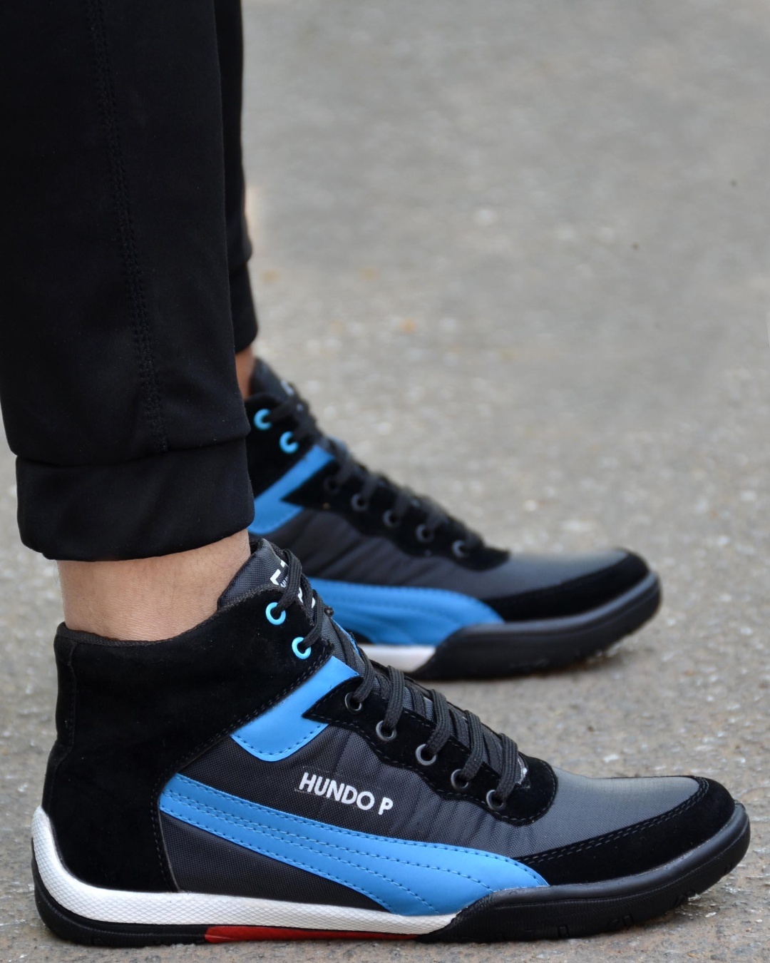 Buy Men's Black & Blue Color Block Casual Shoes Online in India at Bewakoof