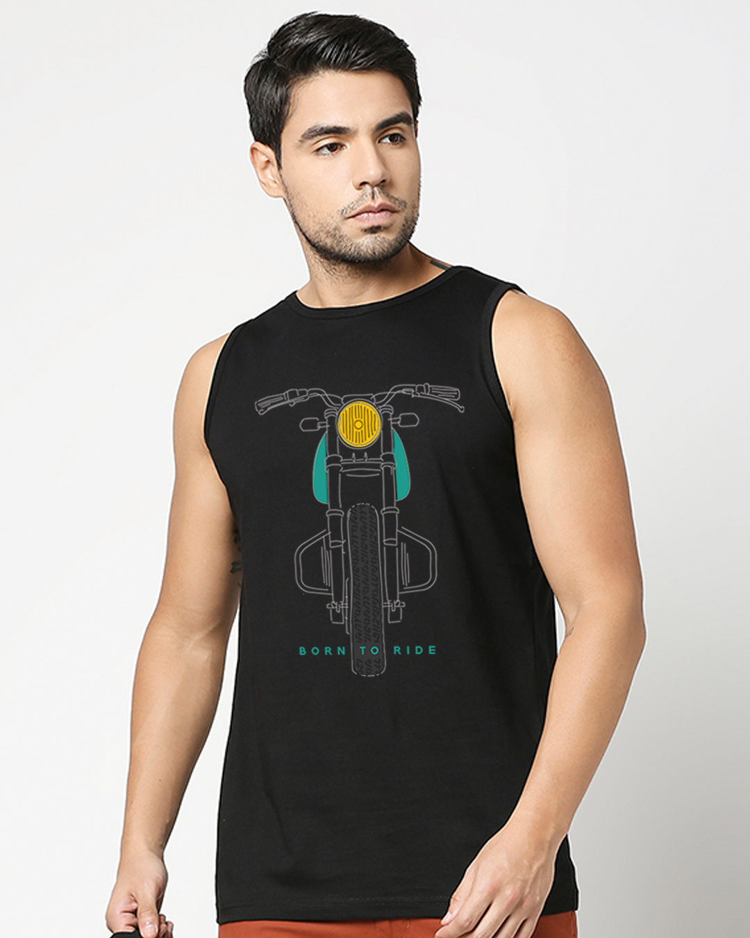 Buy Men's Black Born To Ride Graphic Printed Vest Online at Bewakoof