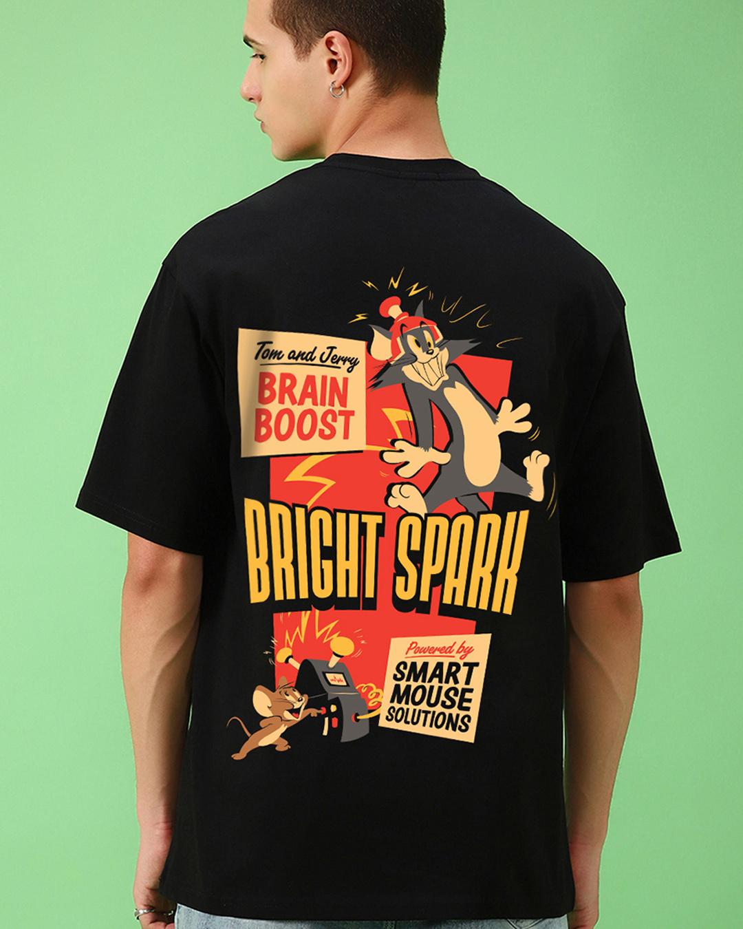 Buy Men's Black Bright Spark Graphic Printed Oversized T-shirt Online ...