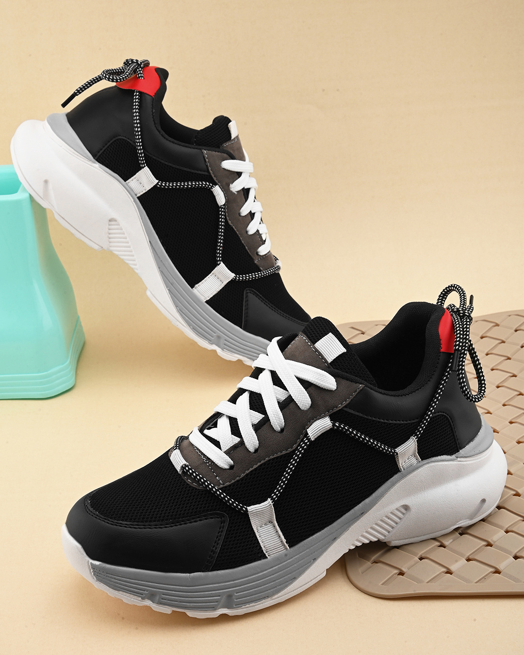 Buy Men's Black & Brown Color Block Sneakers Online in India at Bewakoof