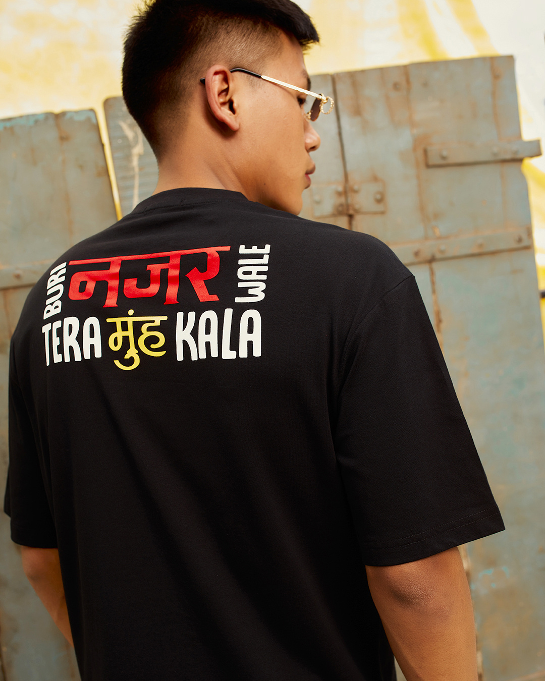 Buy Men's Black Buri Najar Wale Typography Oversized T-shirt Online at Bewakoof