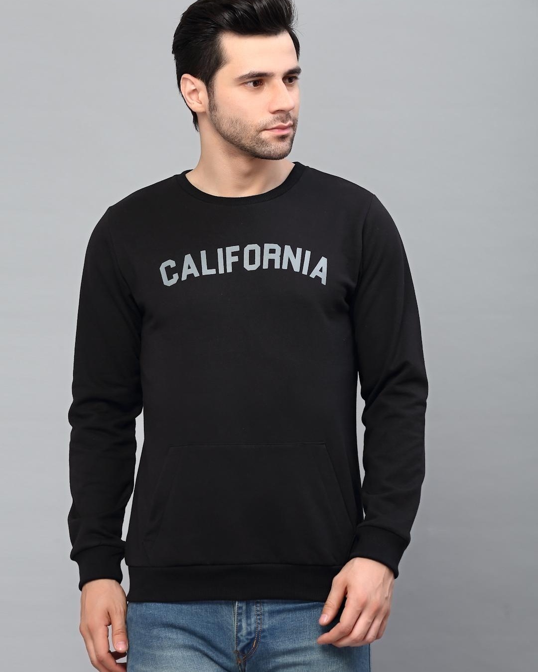 Buy Men's Black California Typography Slim Fit Sweatshirt Online at ...