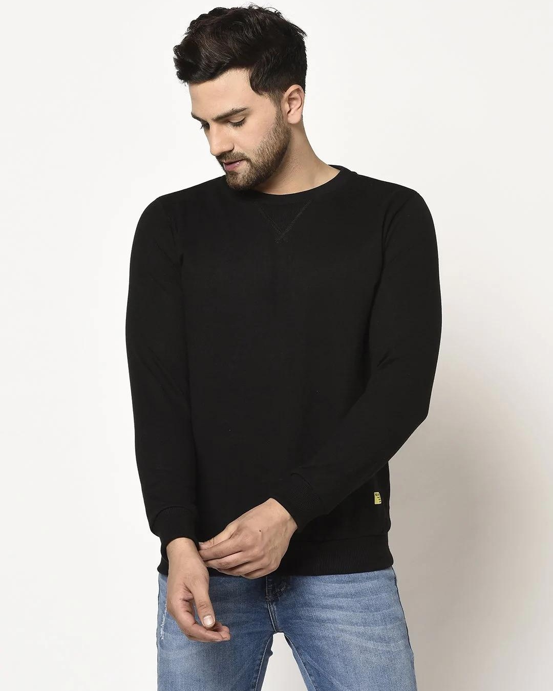 Buy Men's Black Casual Sweatshirt Online at Bewakoof