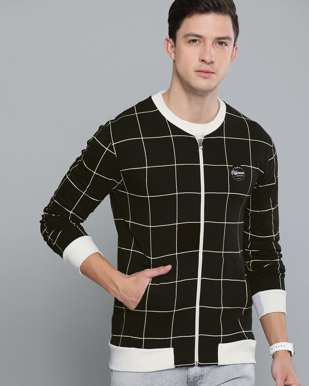 Buy Men's Black Checked Jacket Online at Bewakoof
