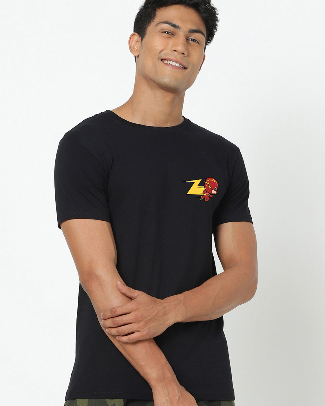 Buy Men's Black Chibi Flash Graphic Printed T-shirt Online at Bewakoof