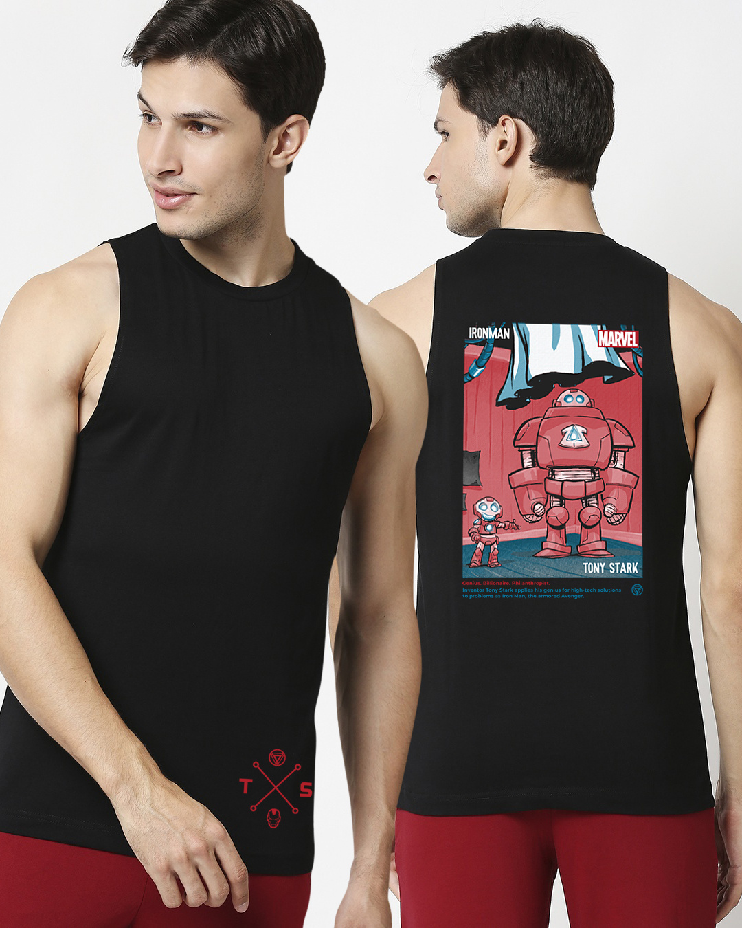 Buy Men's Black Chibi Iron Graphic Printed Vest Online at Bewakoof
