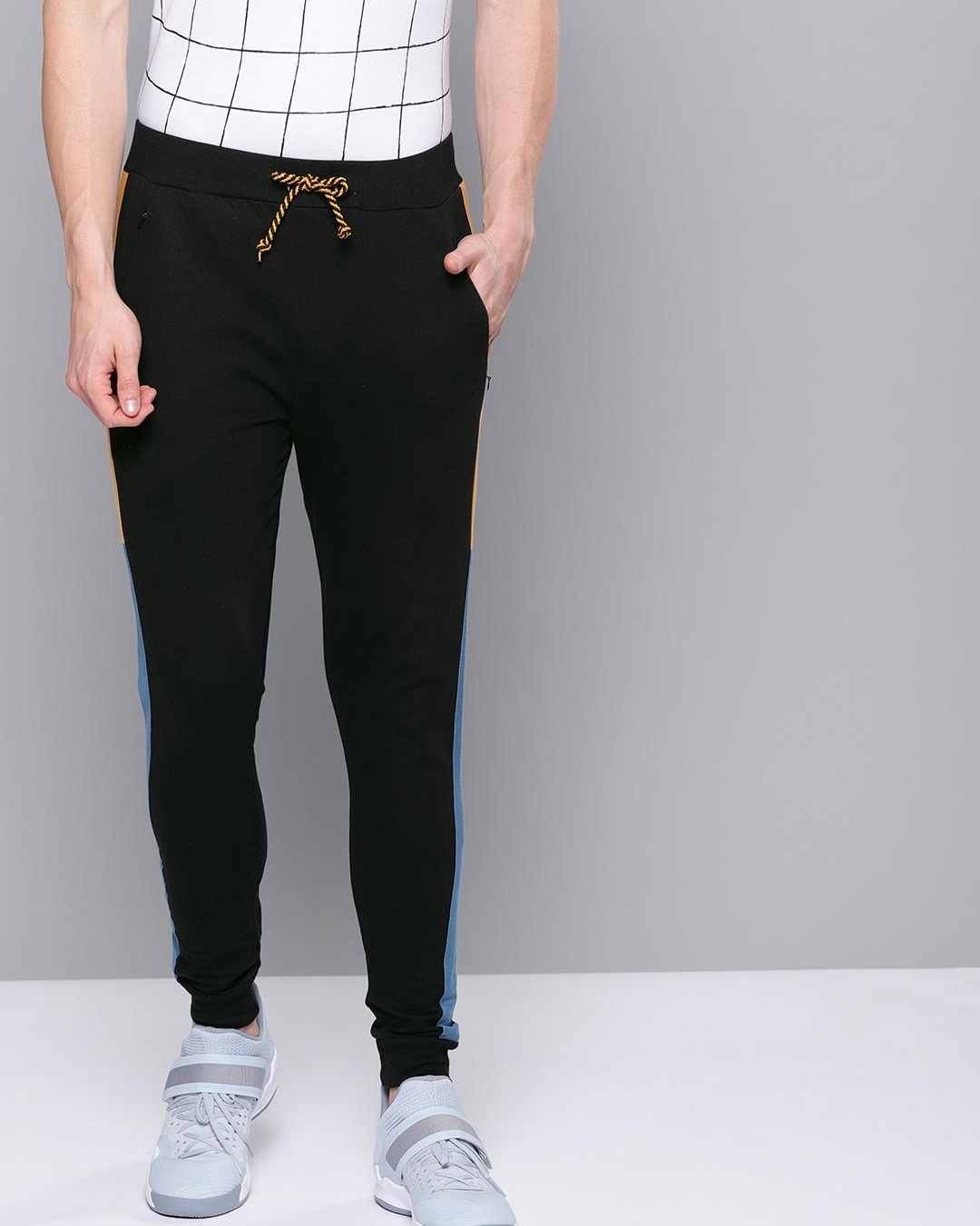 Buy Men's Black Color Block Joggers Online at Bewakoof