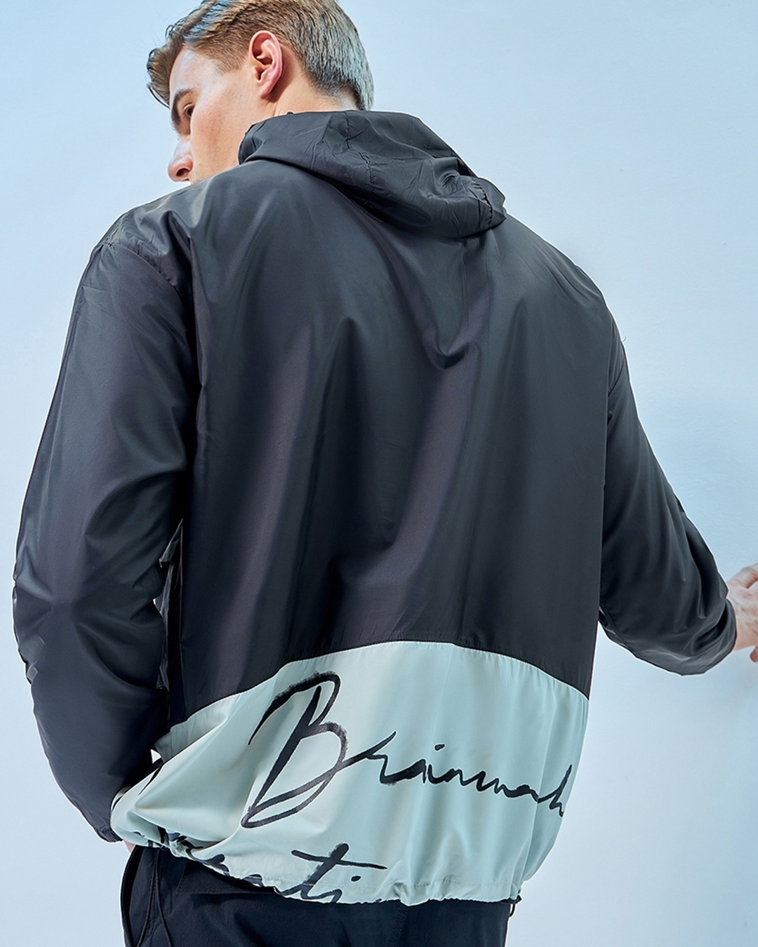 Buy Men's Black Color Block Oversized Windcheater Jacket Online at Bewakoof