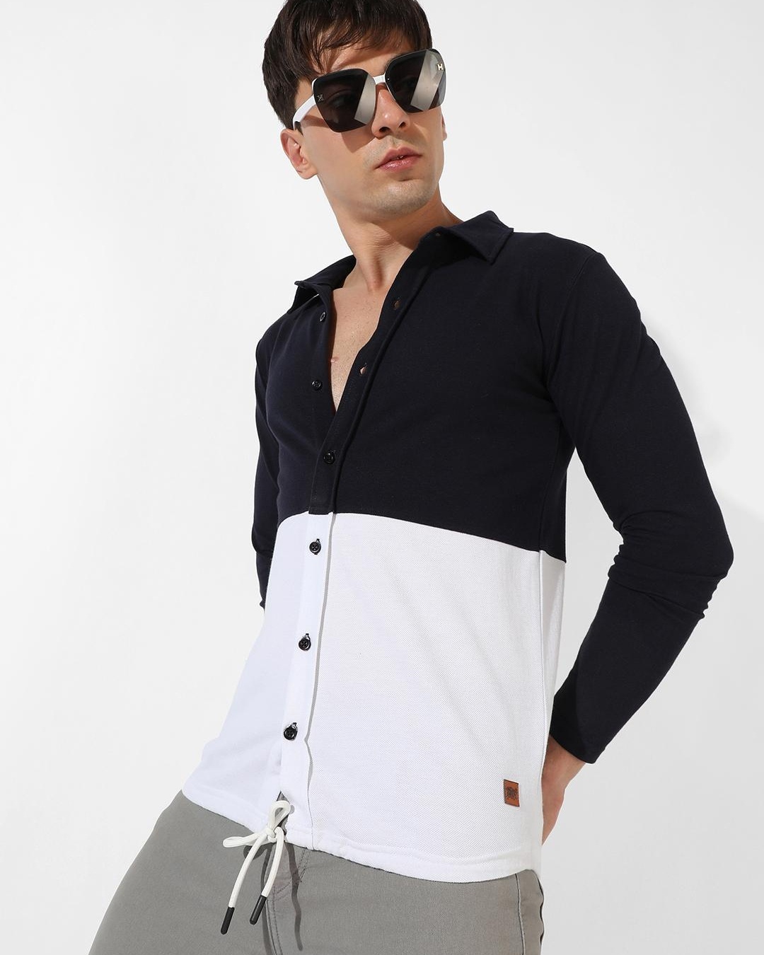 Buy Men's Black Color Block Shirt Online at Bewakoof
