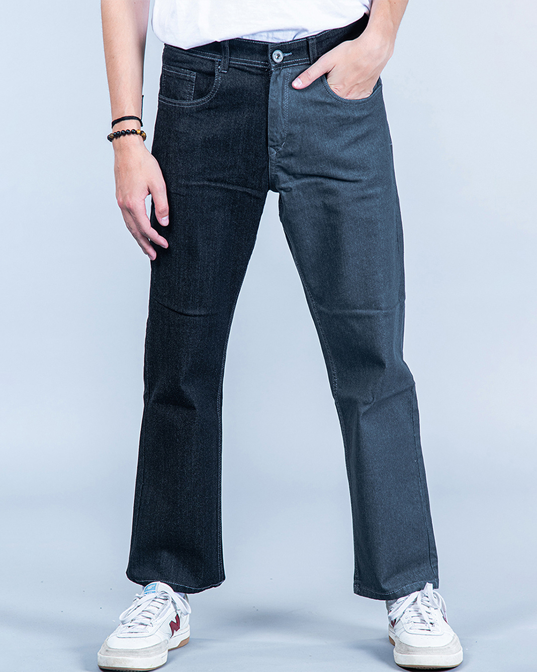 Buy Men's Black Color Block Straight Fit Jeans Online at Bewakoof