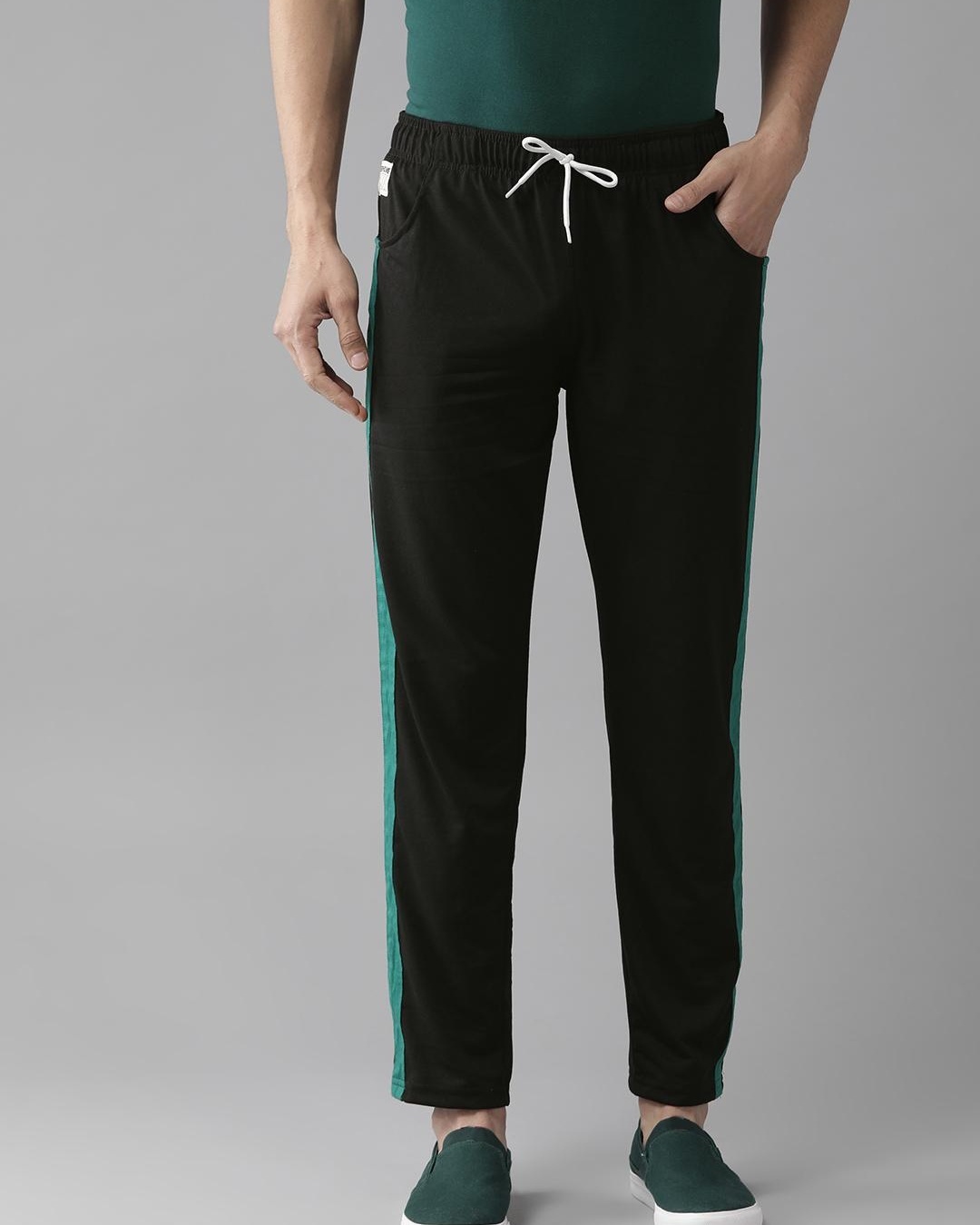 Buy Men's Black Color Block Track Pants for Men Black Online at Bewakoof