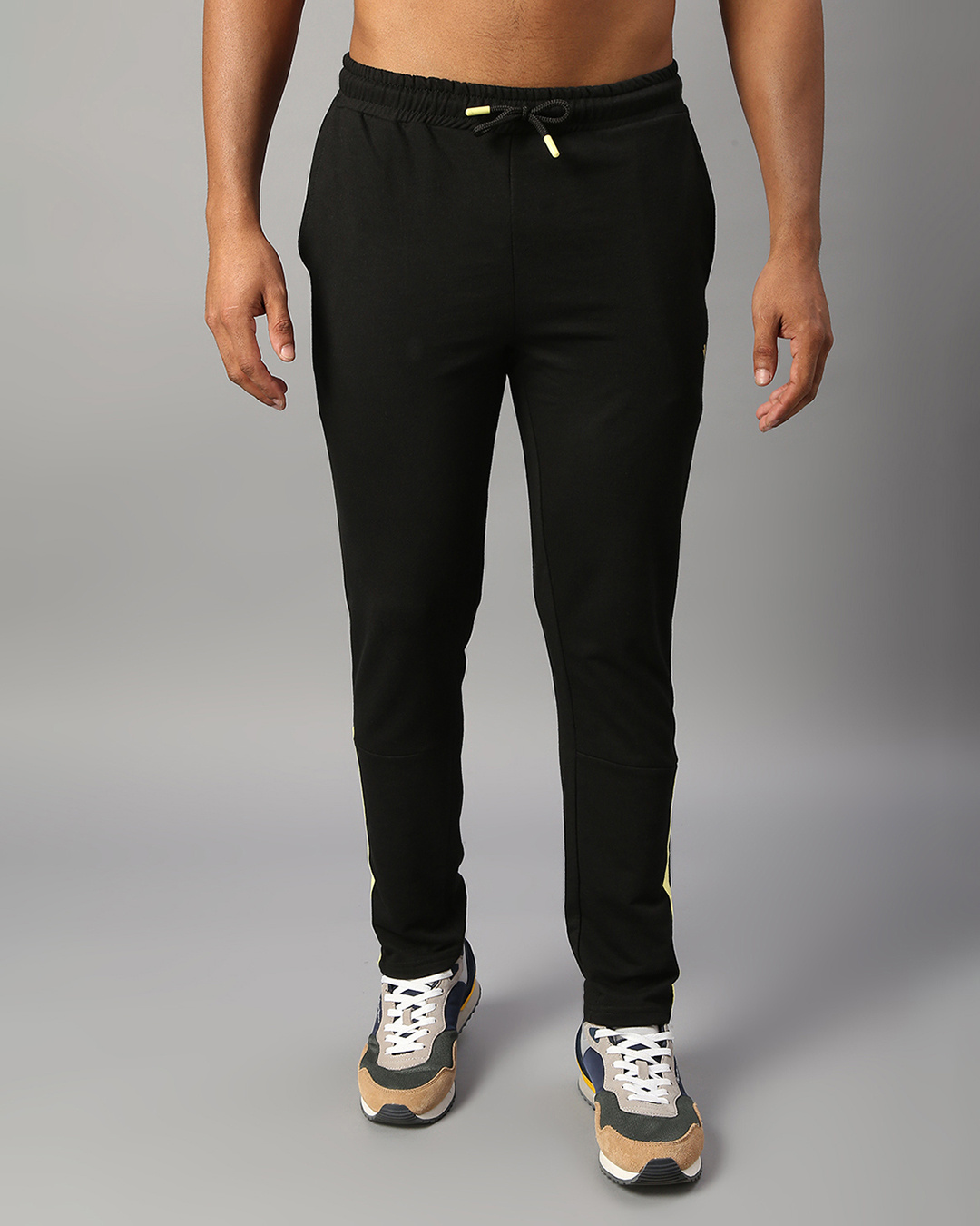 Buy Men's Black Color Block Track Pants Online at Bewakoof