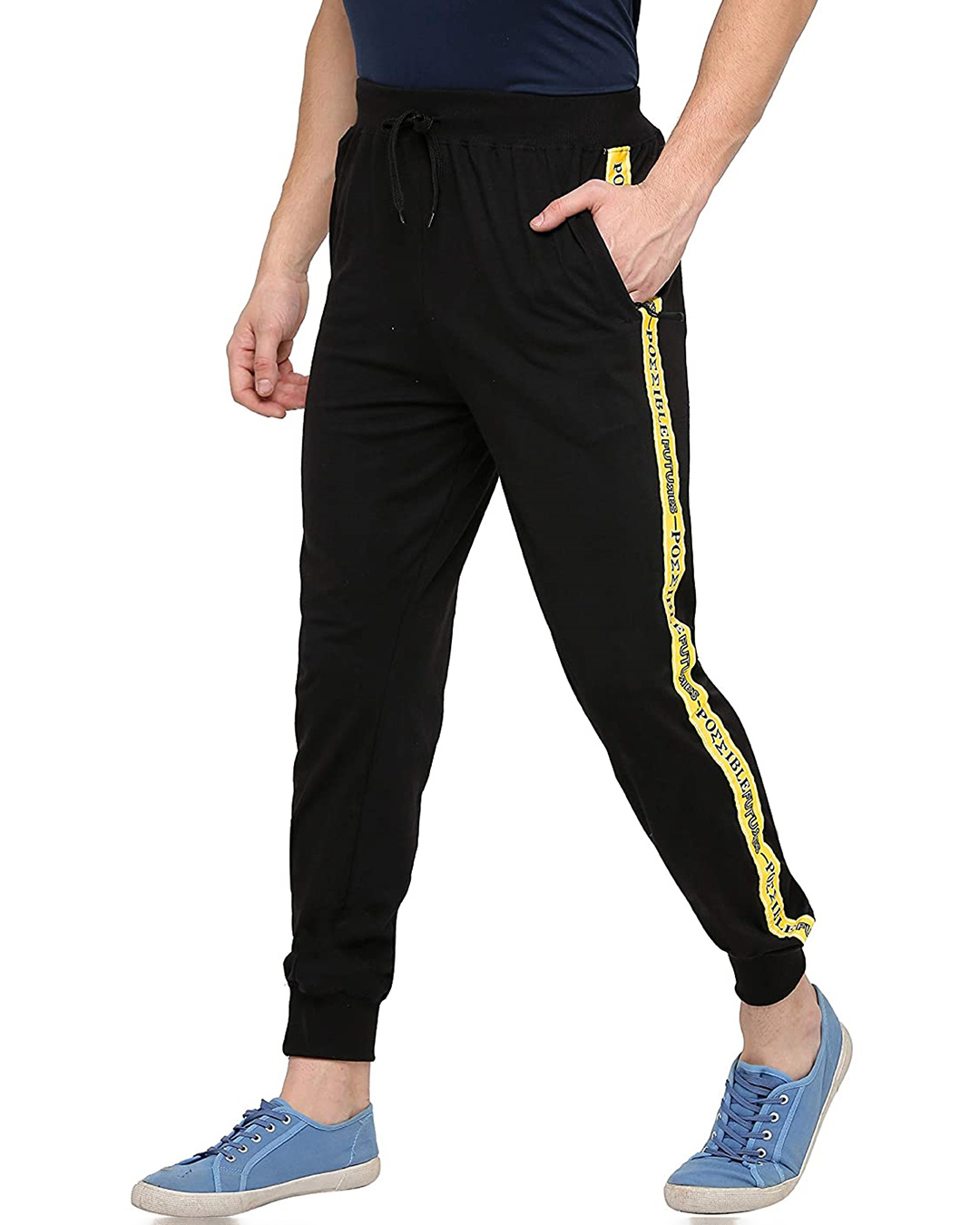 Buy Men's Black Striped Joggers Online at Bewakoof
