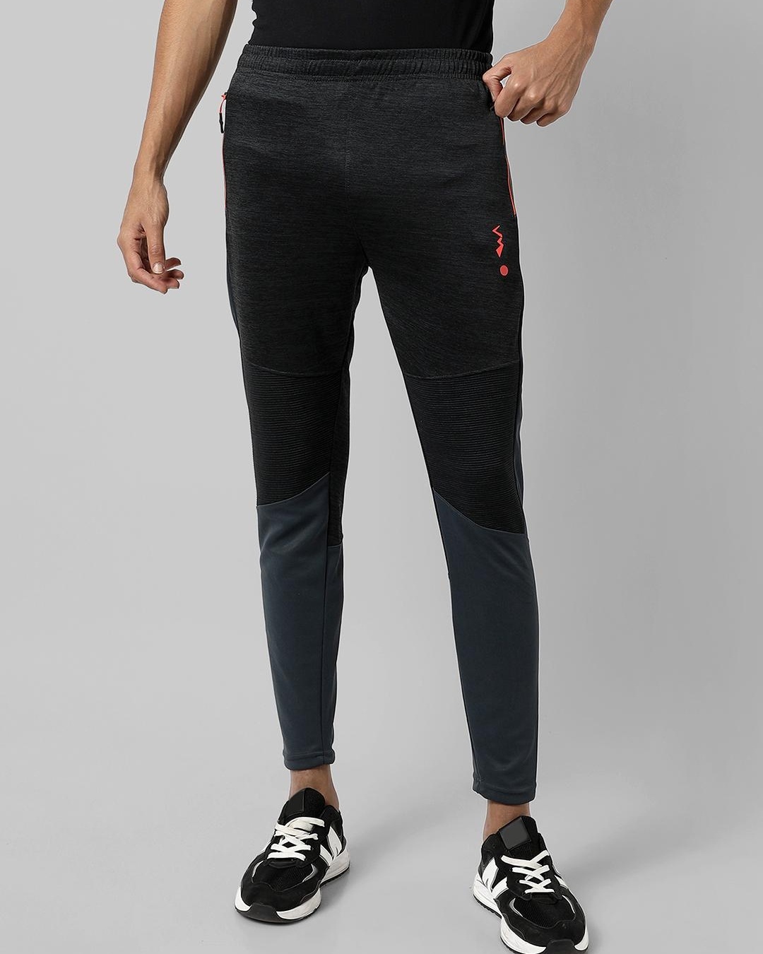 Buy Men's Black Color BlockTrack Pants Online at Bewakoof