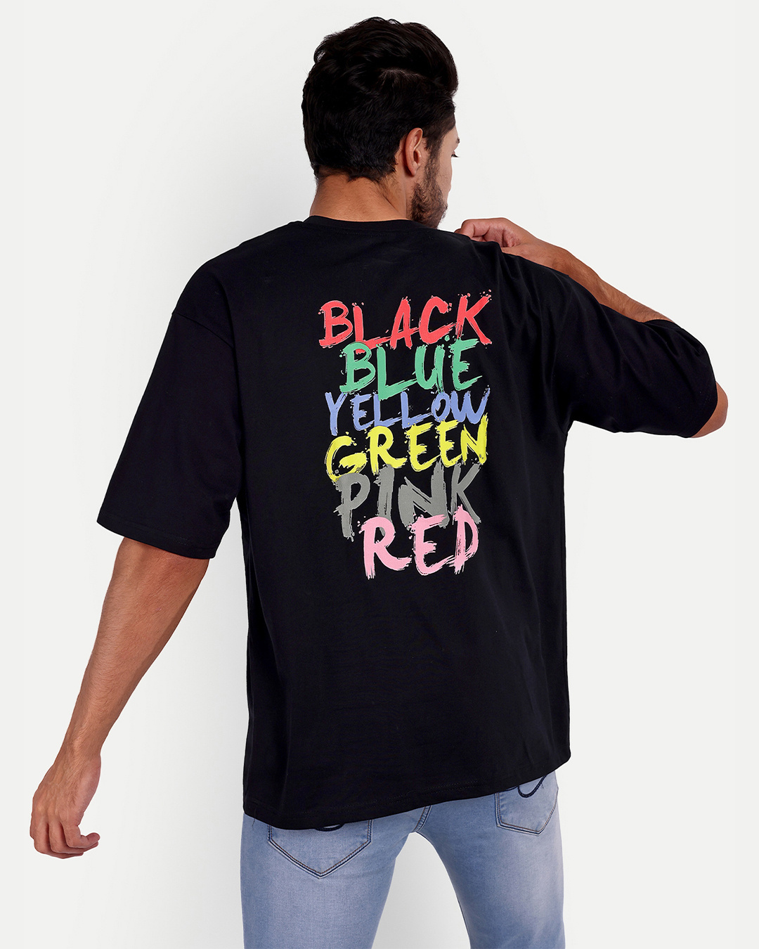 Buy Men's Black Colour Infinity Typography Oversized T-shirt Online at Bewakoof