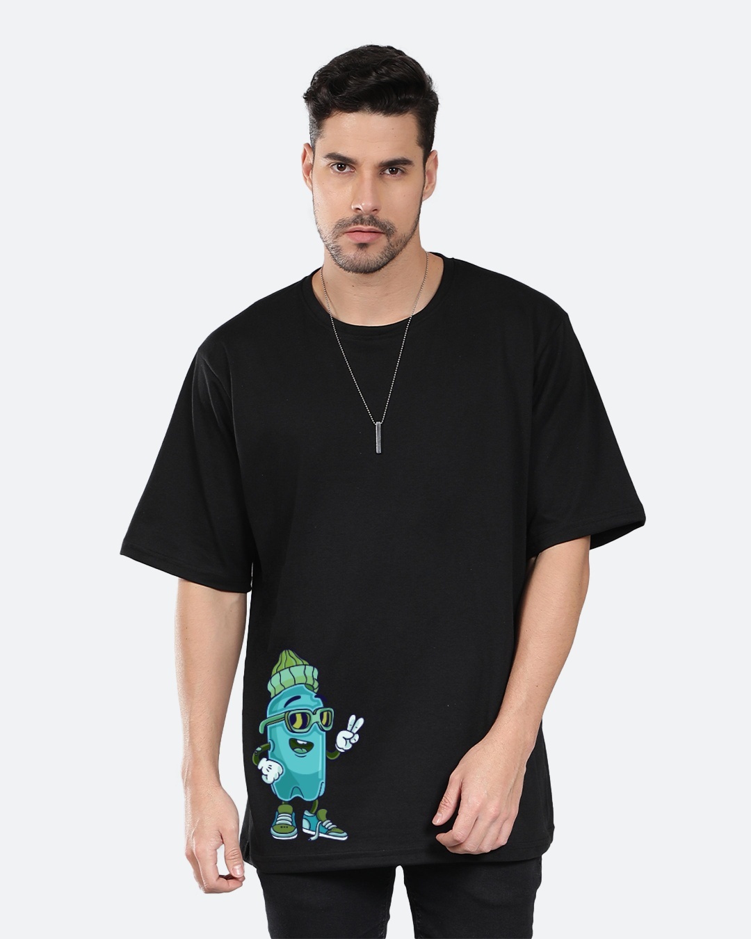 Buy Men's Black Cool Dude Graphic Printed Oversized T-shirt Online at ...