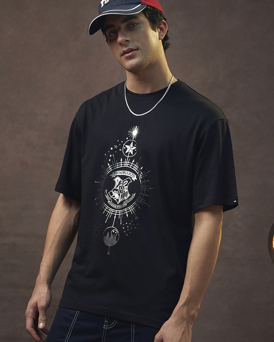 Buy Men's Black Crest Mark Graphic Printed Oversized T-shirt Online at ...