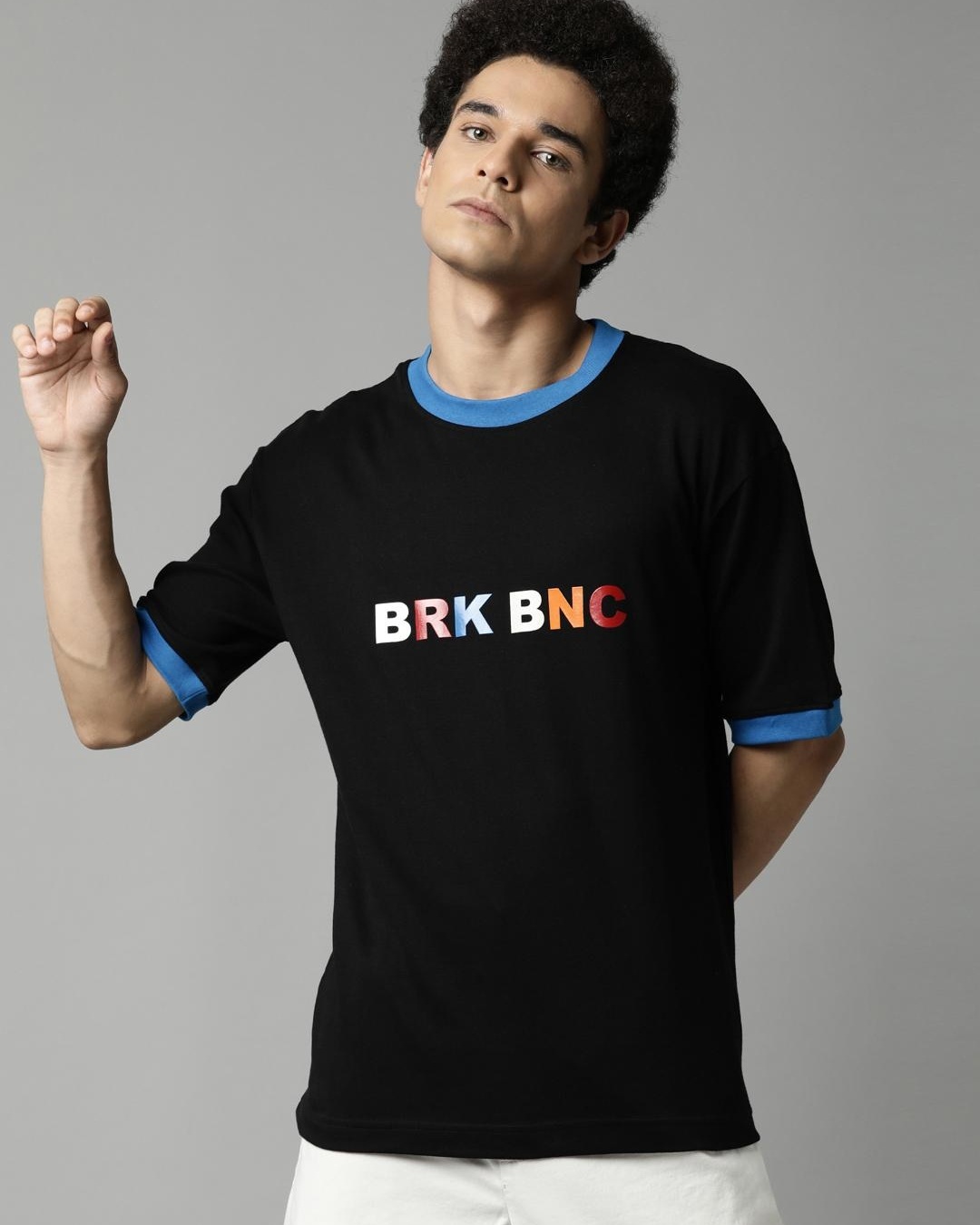 Buy Men's Black Typography Oversized Fit T-shirt Online at Bewakoof