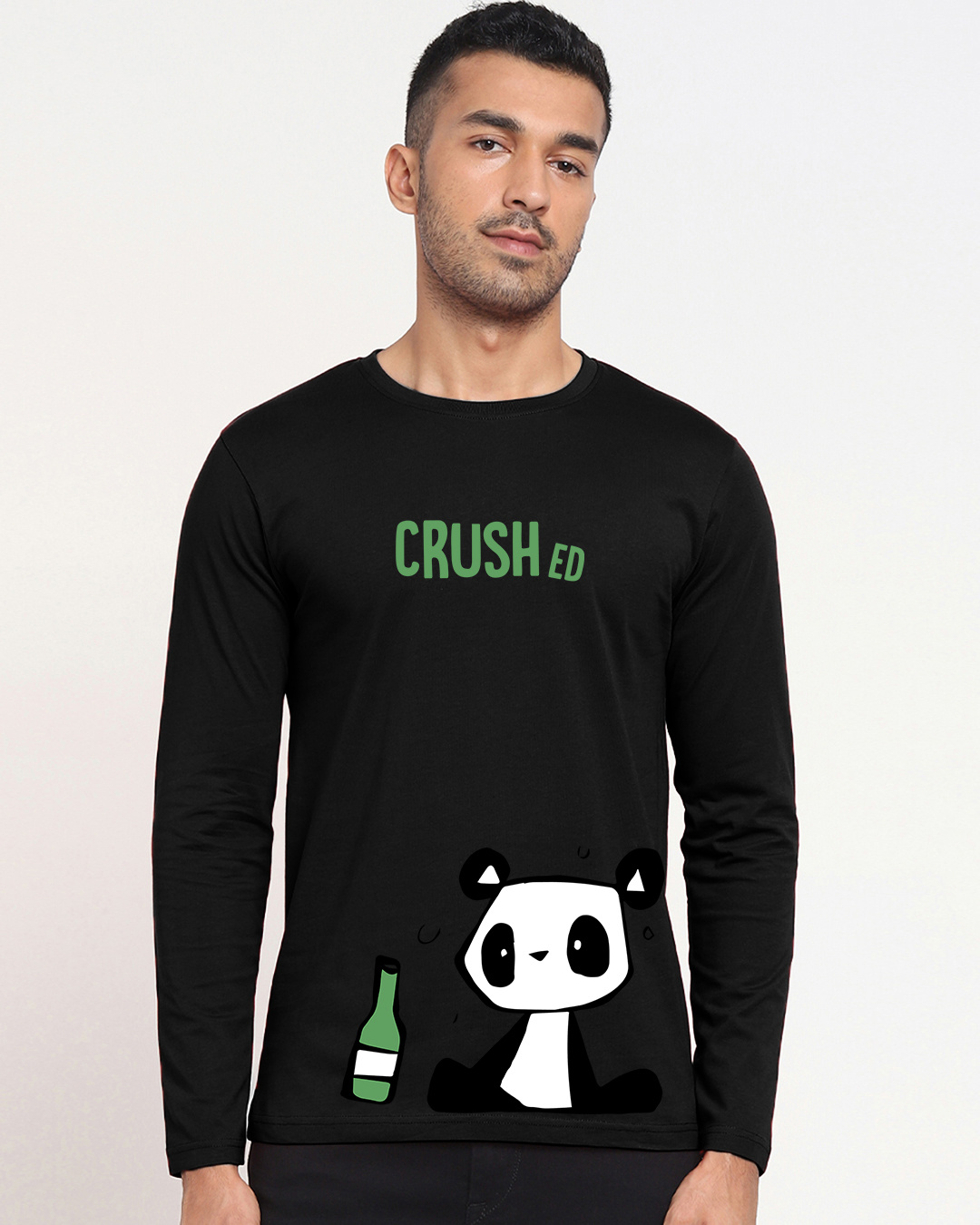 Buy Men's Black Crushed Single Panda Graphic Printed T-shirt Online at ...