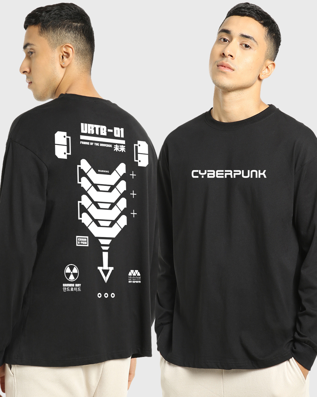 Buy Men's Black Cyberpunk Graphic Printed Oversized T-shirt Online at ...