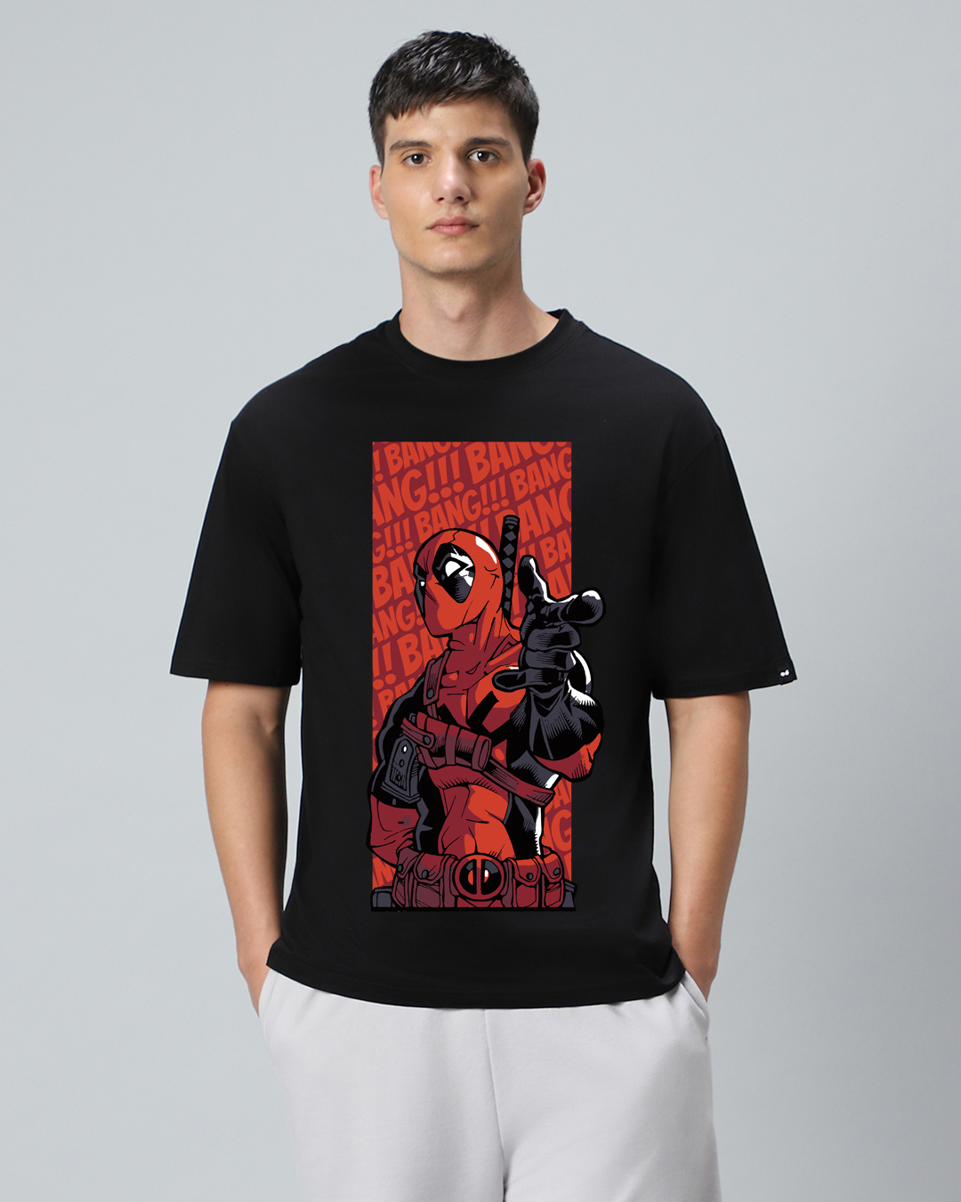 Buy Mens Black Deadpool Reloaded Graphic Printed Oversized T Shirt
