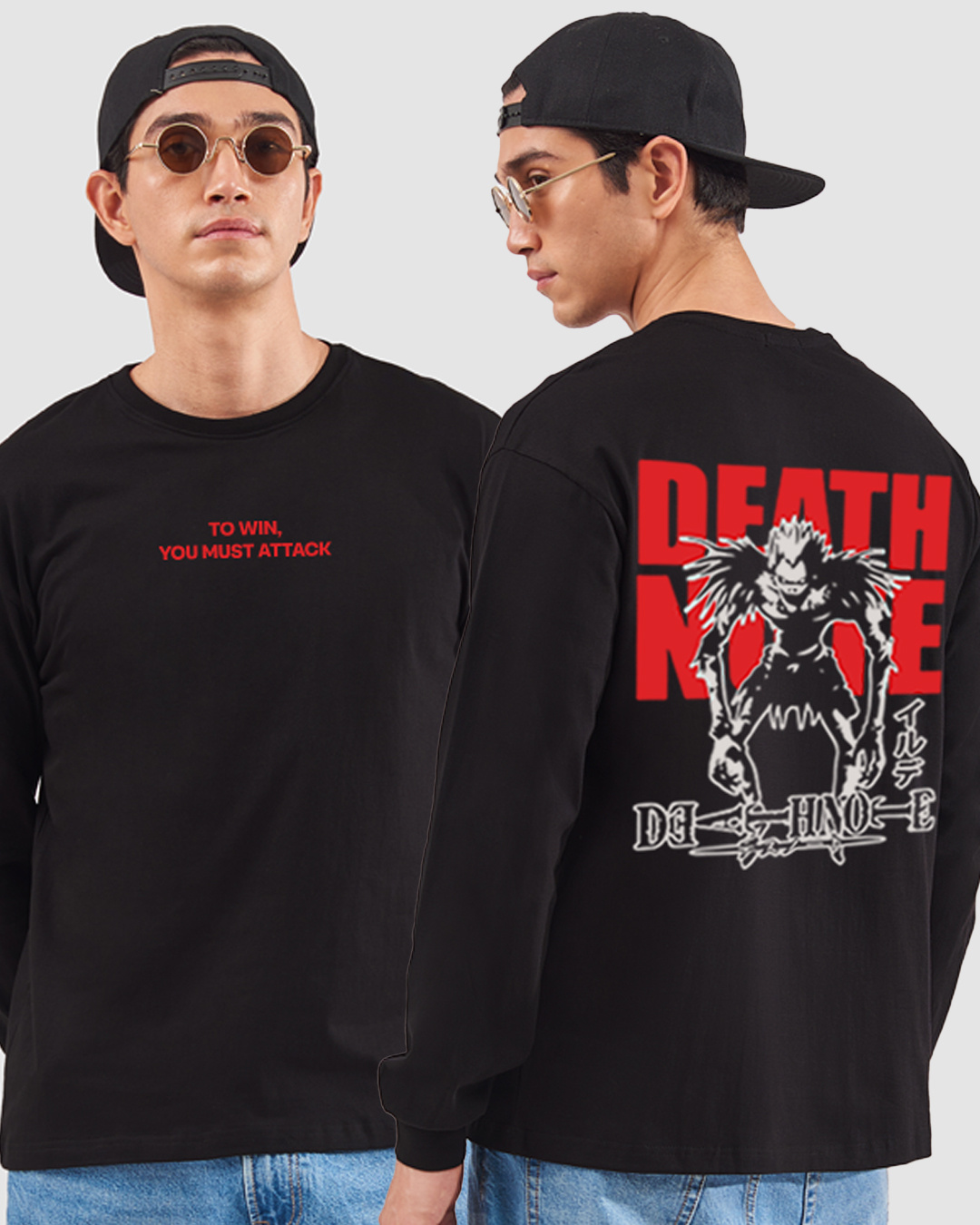 Buy Men's Black Death Note Graphic Printed Oversized T-shirt Online at ...