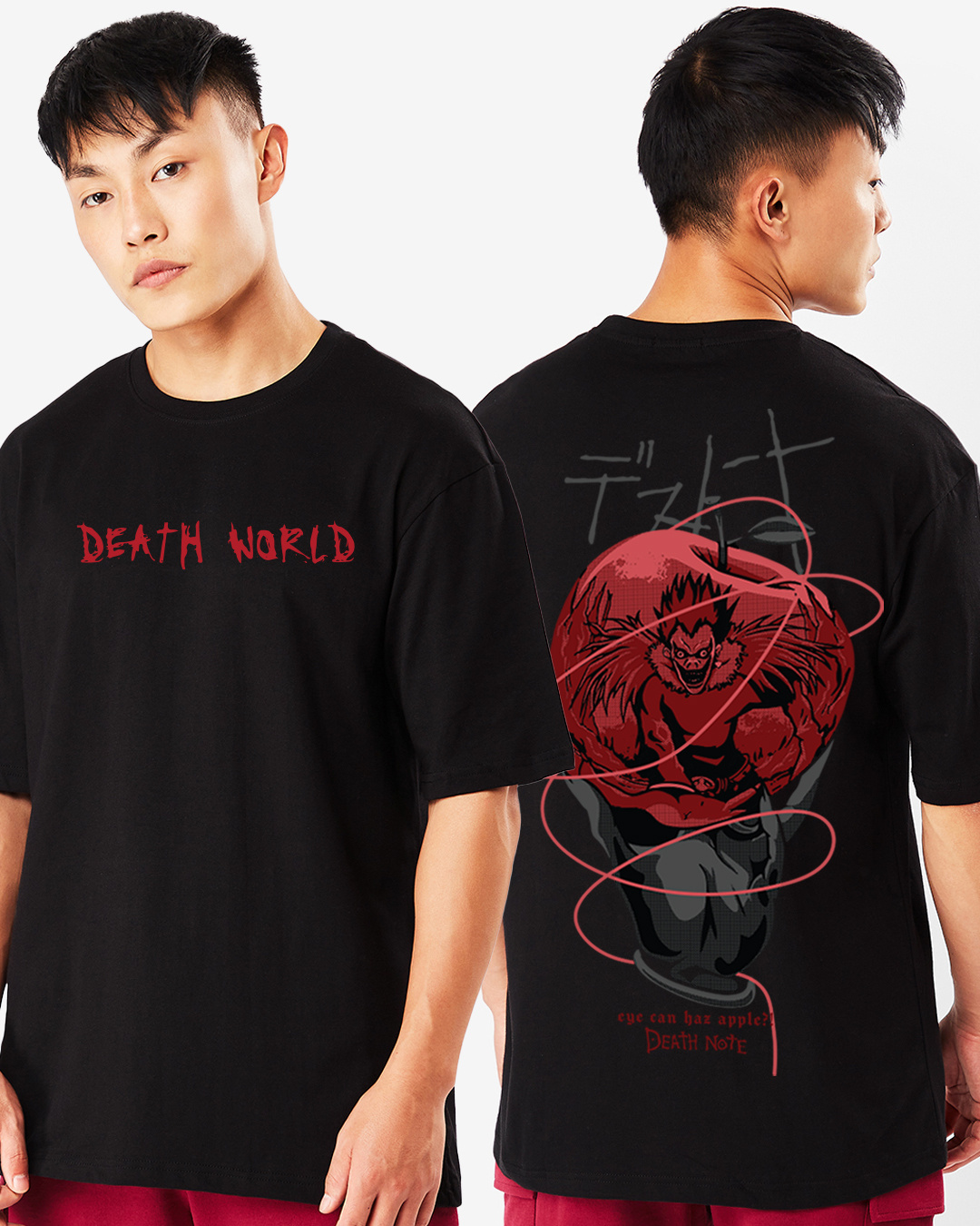 Buy Men's Black Deathnote Ryuk Graphic Printed Oversized T-shirt Online ...
