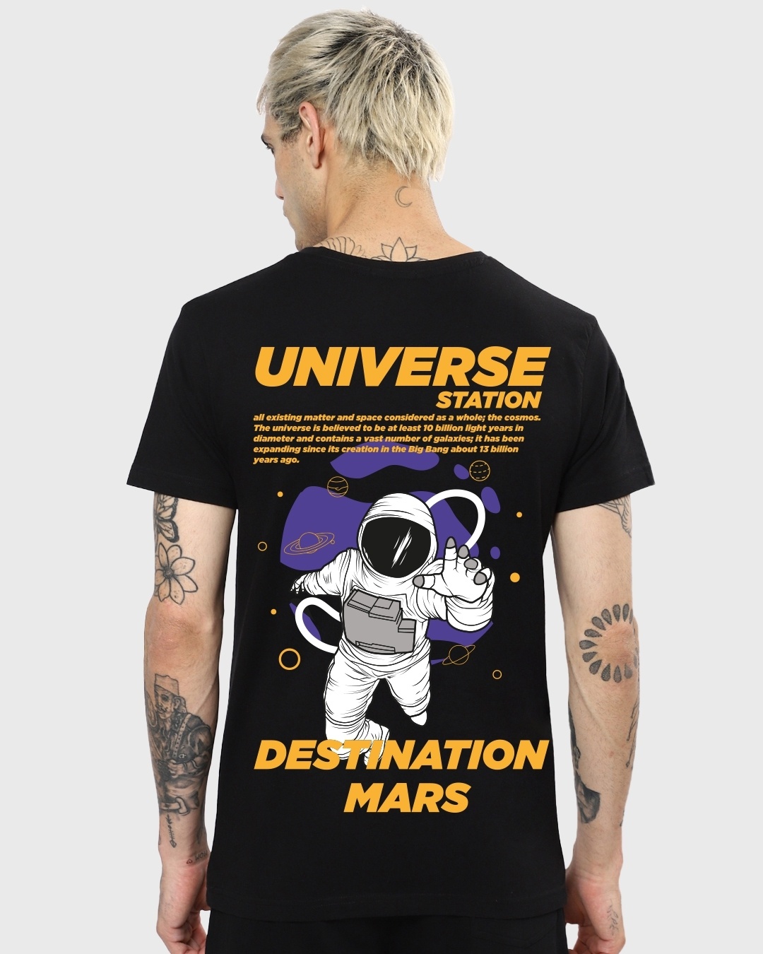 Buy Men's Black Destination Mars Graphic Printed T-shirt Online at Bewakoof