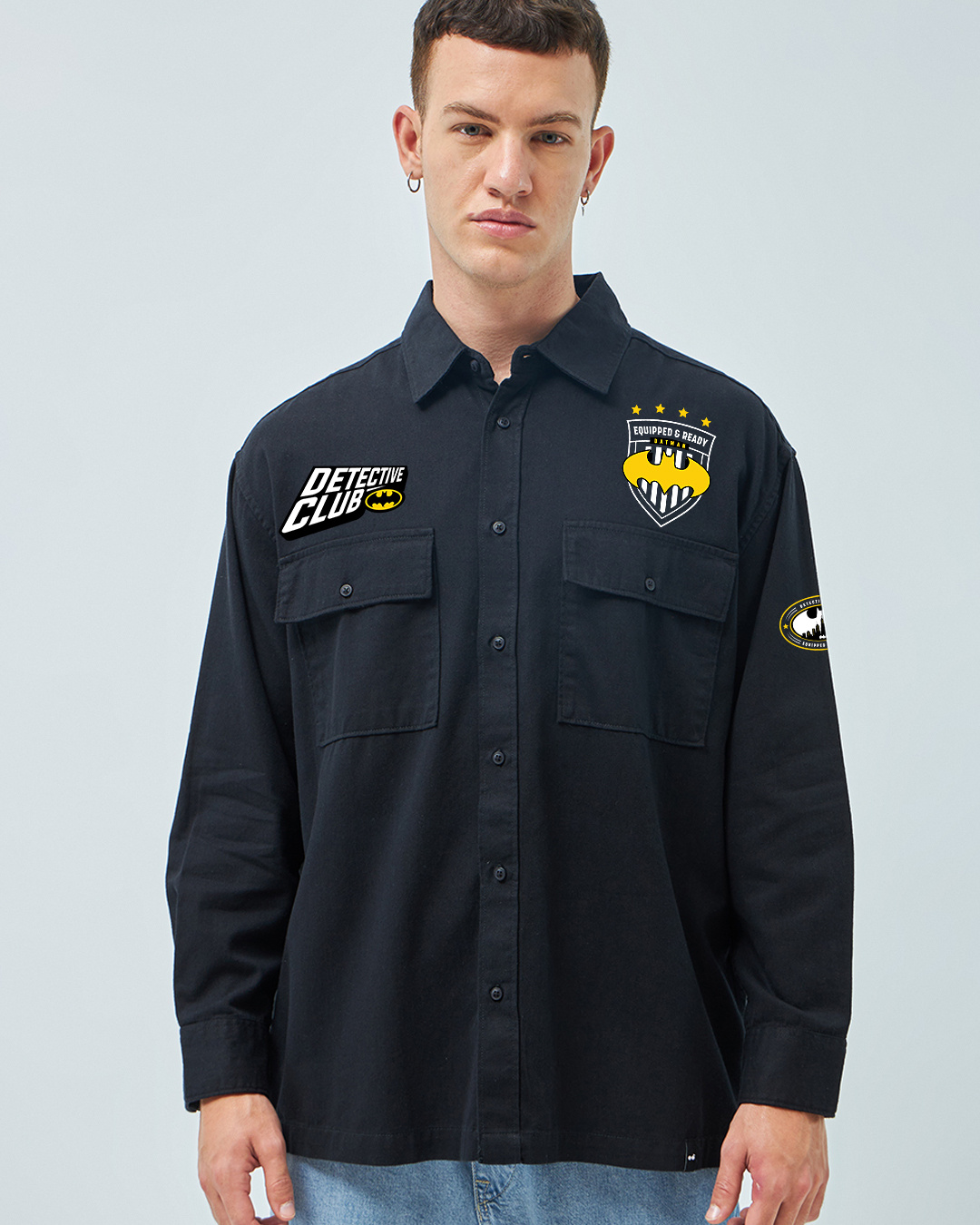 Buy Men's Black Detective Club Graphic Printed Oversized Shirt Online ...