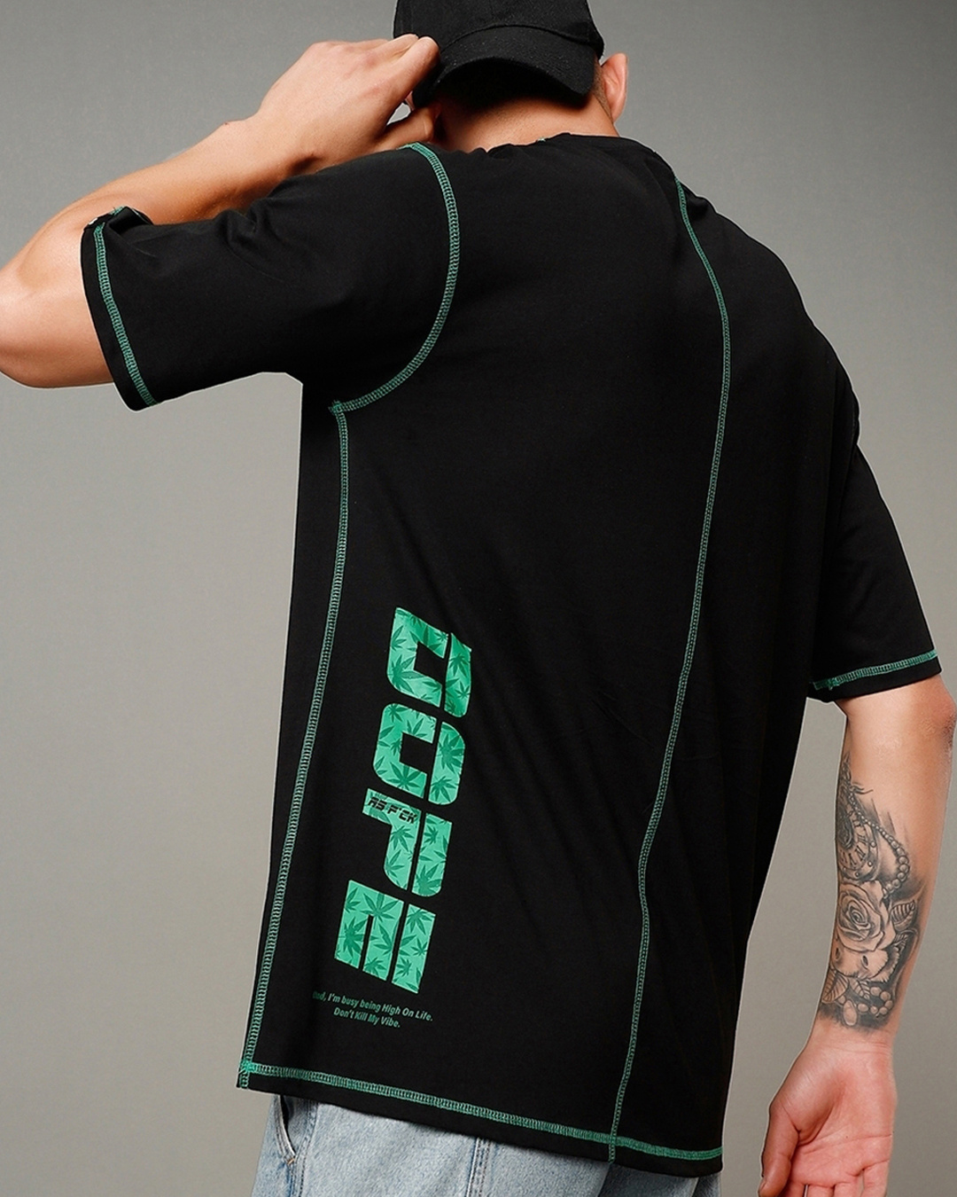 Buy Men's Black Dope Typography Oversized T-shirt Online at Bewakoof