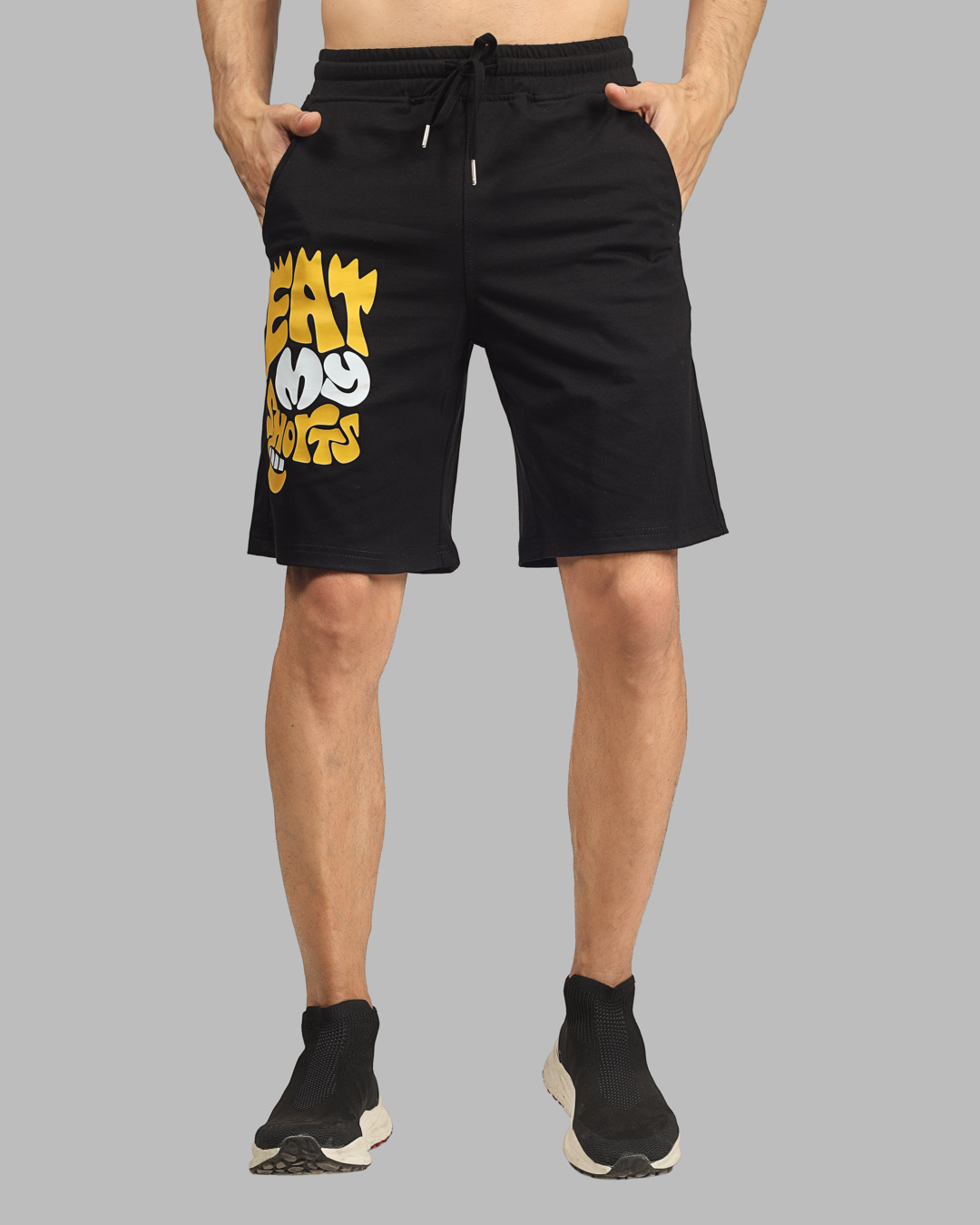 Buy Men's Black Eat My Shorts Graphic Printed Relaxed Fit Shorts Online ...