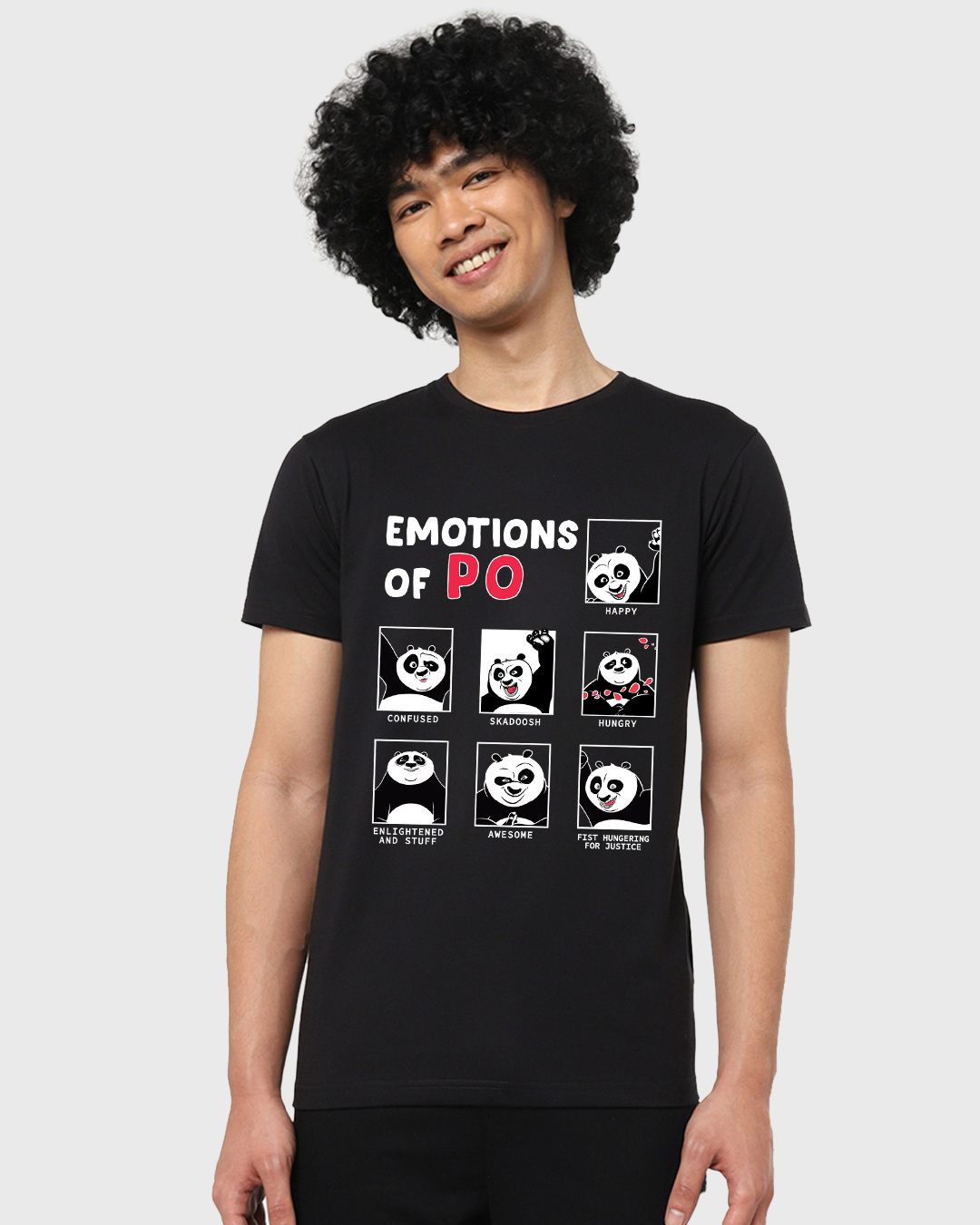 Buy Men's Black Emotions Of PO Graphic Printed T-shirt Online at Bewakoof