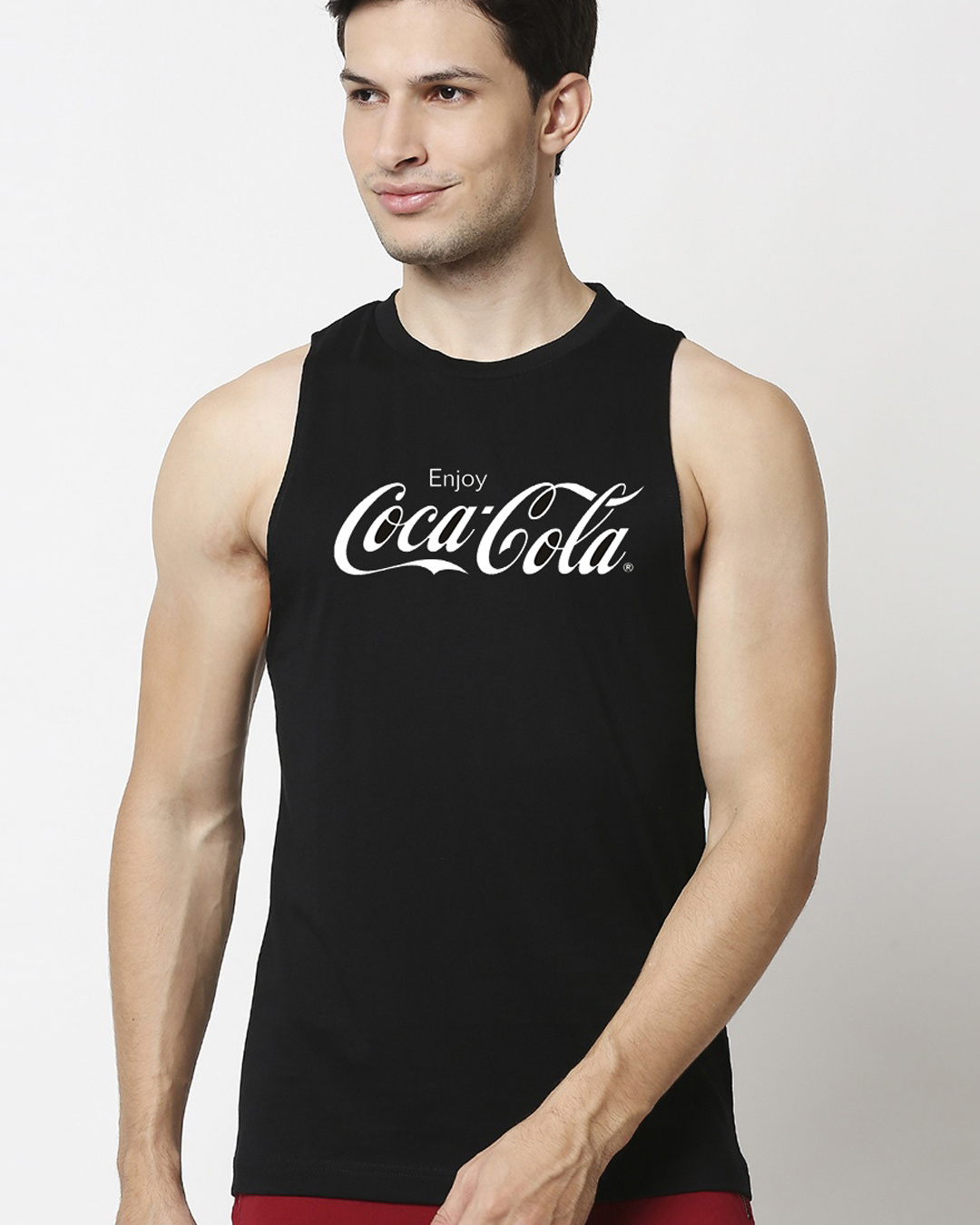Buy Men's Black Enjoy Coca-Cola Typography Vest Online at Bewakoof