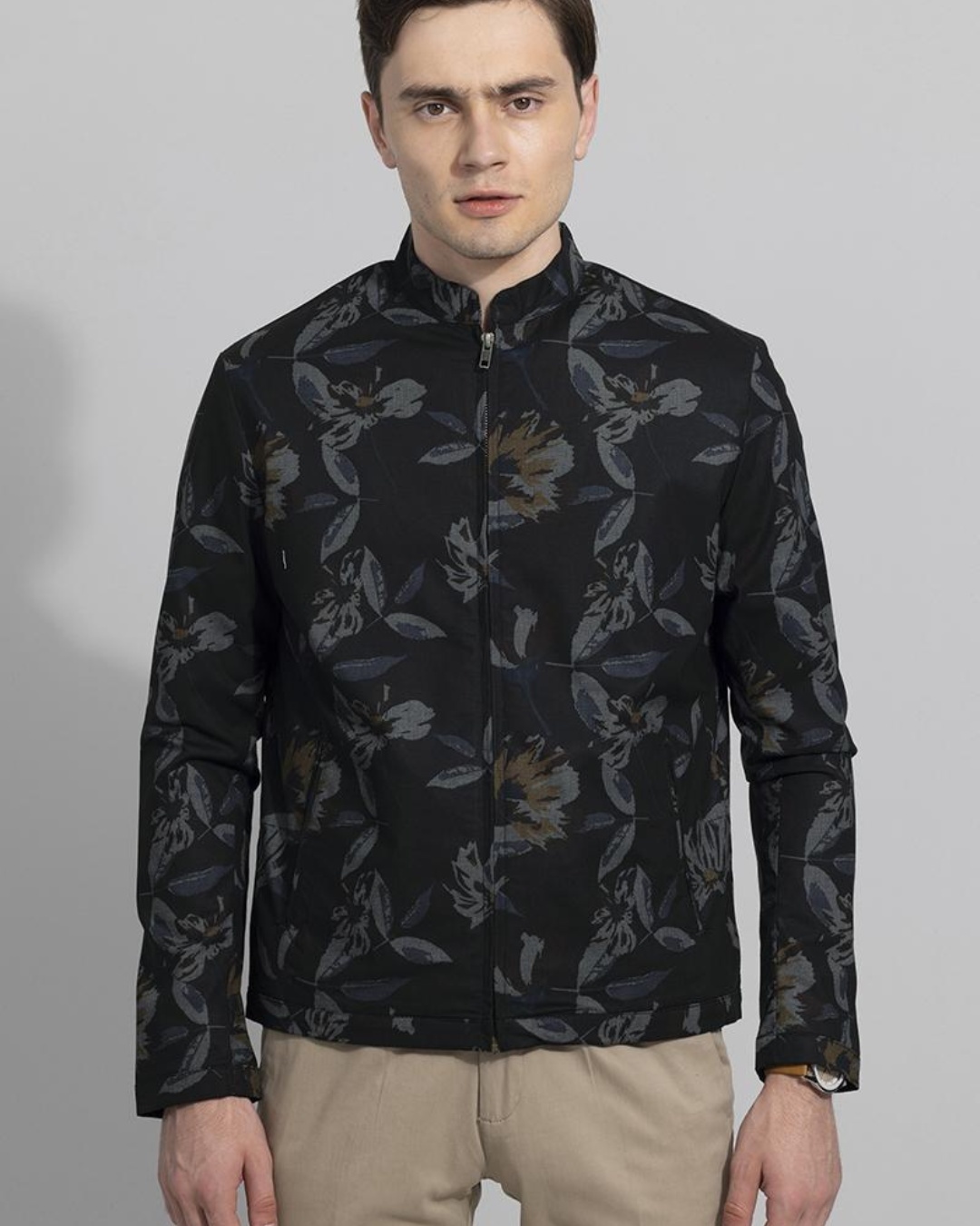 Buy Men's Black Ethnic Motif Printed Slim Fit Jacket Online at Bewakoof