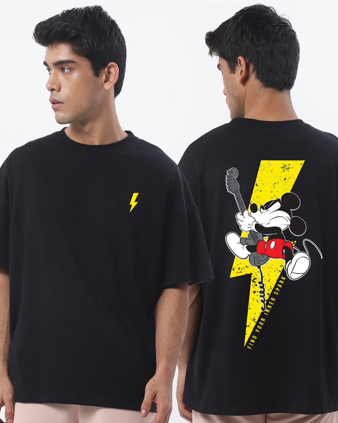 Buy Men's Black Find Your Inner Spark Graphic Printed Oversized T-shirt ...