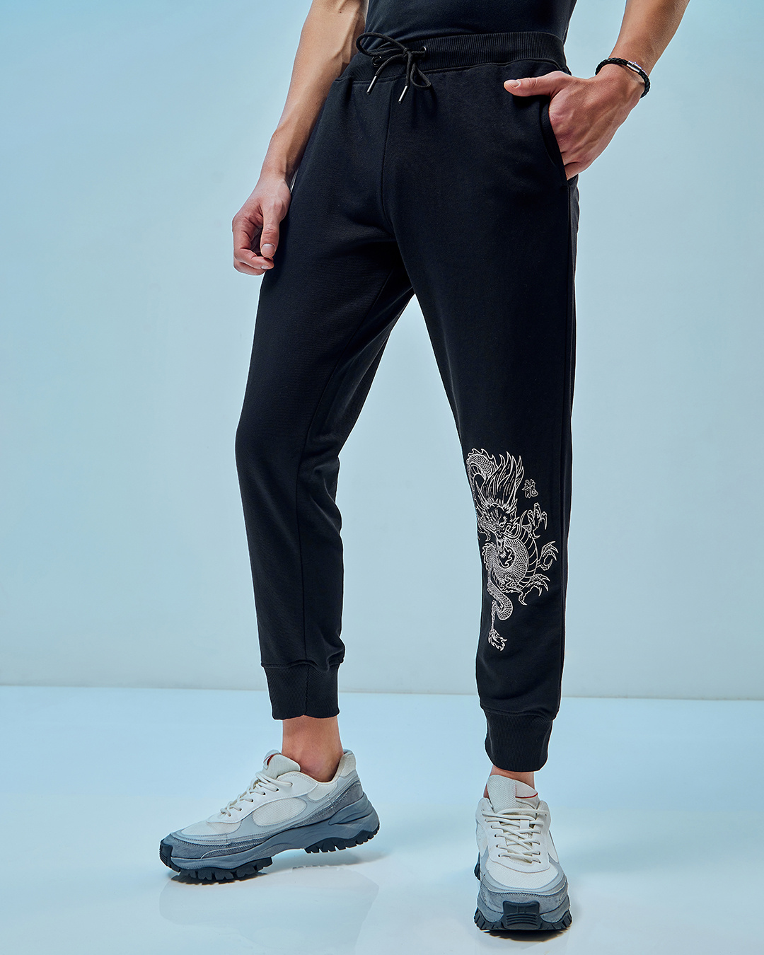 Buy Men's Black Firece Printed Super Loose Fit Joggers Online at Bewakoof