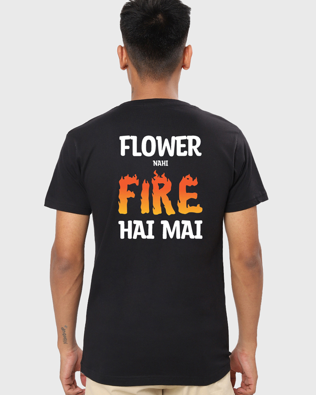 Buy Men's Black Flower Nhi Fire Hai Graphic Printed T-shirt Online at Bewakoof