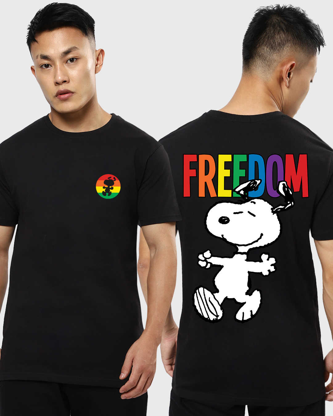 Buy Men's Black Freedom Snoopy Graphic Printed T-shirt Online at Bewakoof