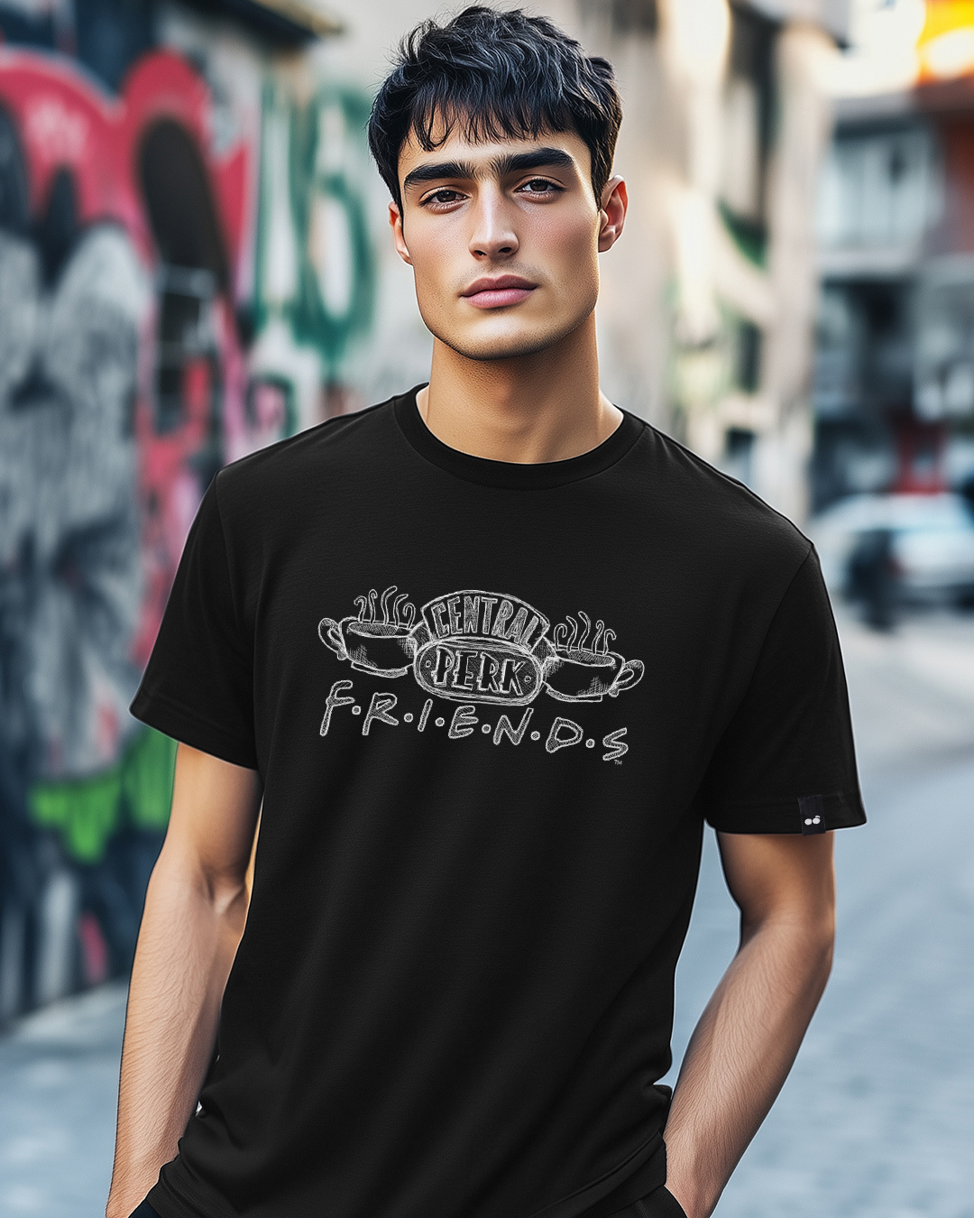 Buy Men's Black Friends Central Perk Graphic Printed T-shirt Online at ...
