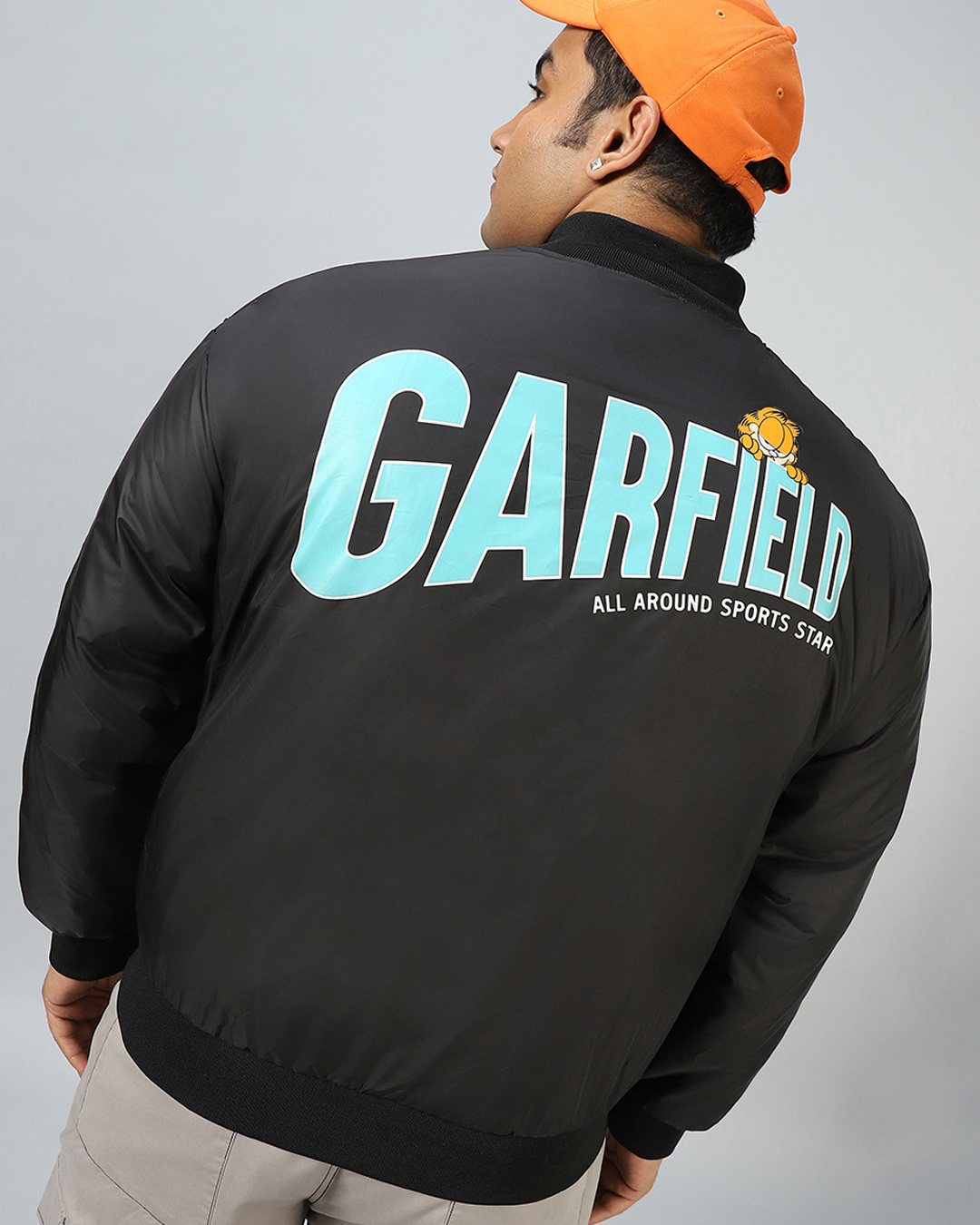 Buy Men's Black Garfield All Around Graphic Printed Oversized Plus Size ...