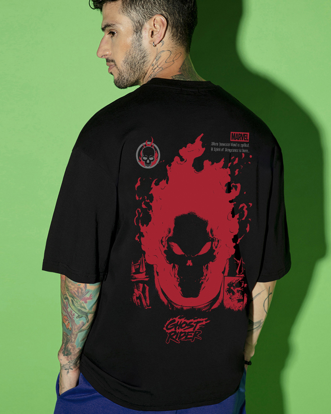 Buy Men's Black Ghost Rider Spirit of Vengeance Graphic Printed ...