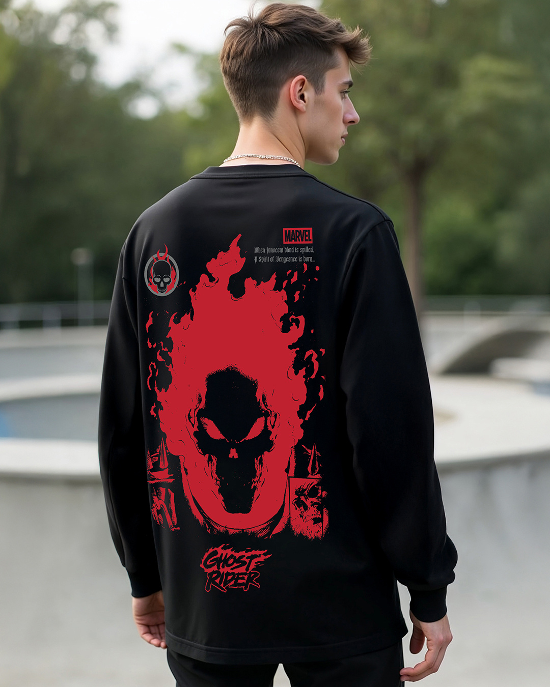 Buy Men's Black Ghost Rider Spirit of Vengeance Graphic Printed ...