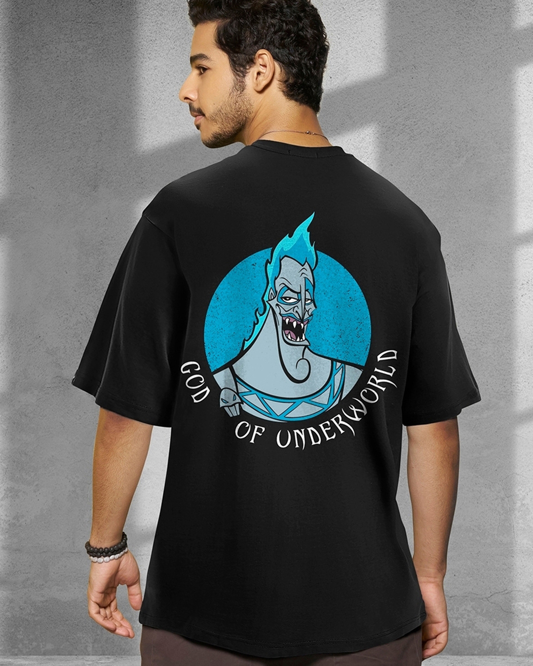 Buy Men's Black God of Underworld Graphic Printed Oversized T-shirt ...