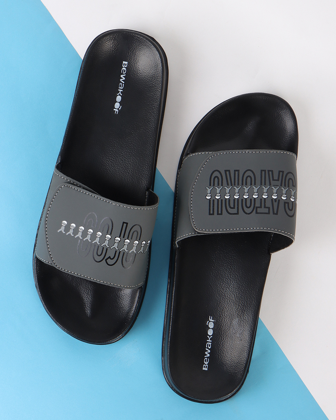 Buy Men's Black Gojo Satoru Velcro Sliders Online in India at Bewakoof