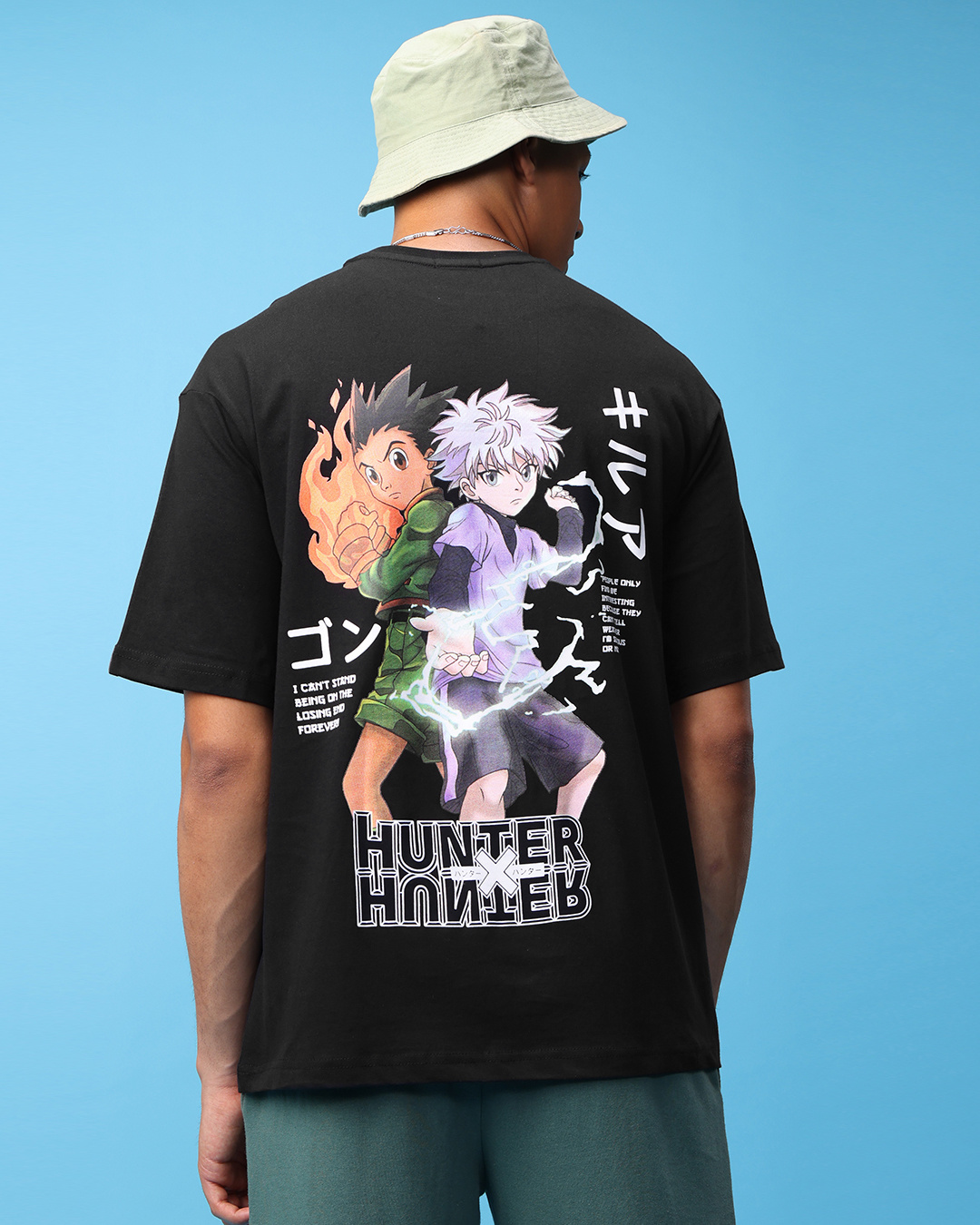 Buy Men's Black Gon & Killua Graphic Printed Oversized T-shirt Online ...