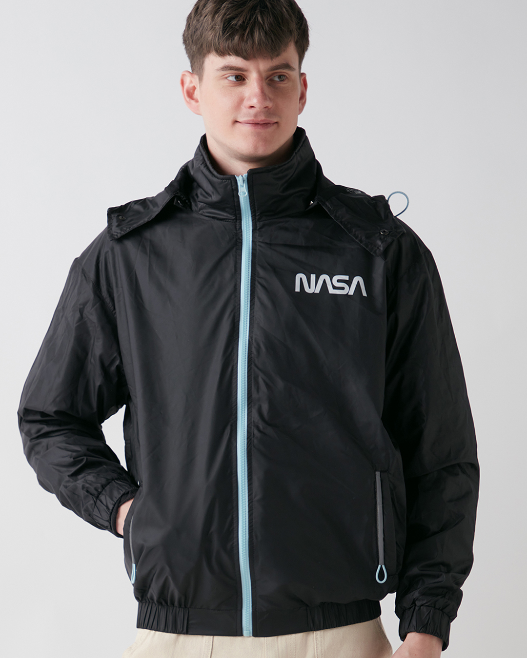 Buy Men's Black Nasa Graphic Printed Oversized Bomber Jacket Online at ...